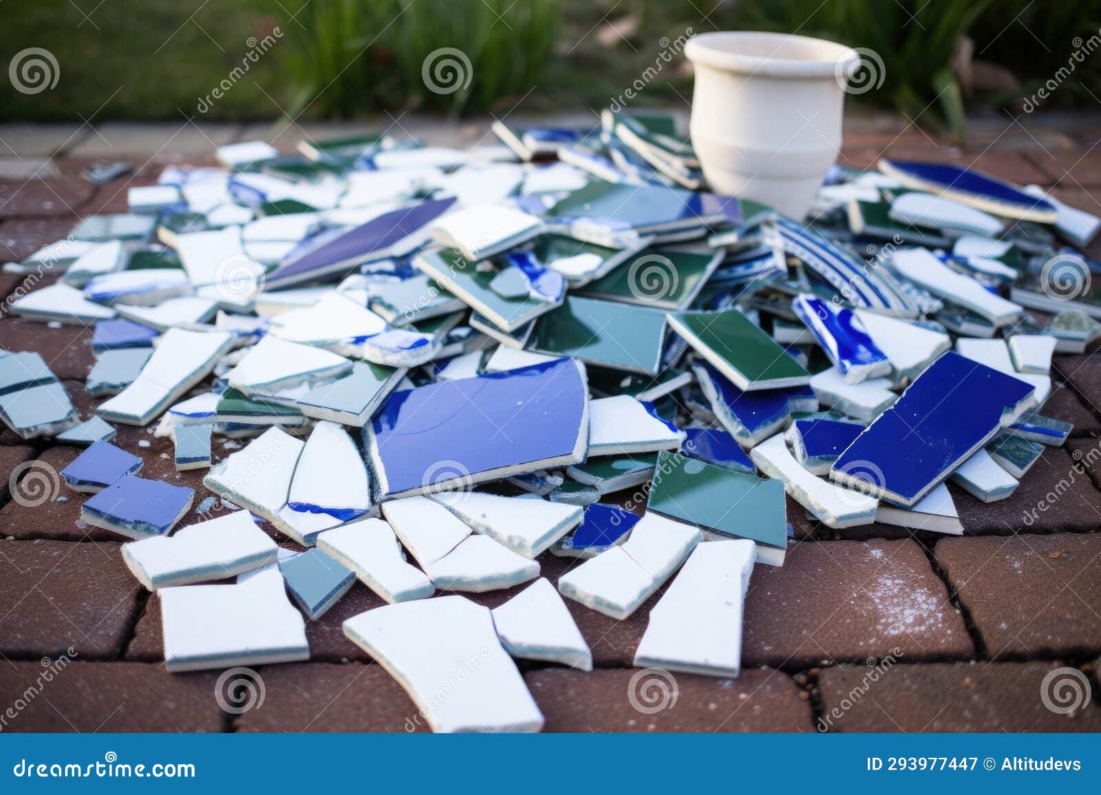Piece of Broken Tile Next To Pile of Whole Tiles Stock Illustration ...