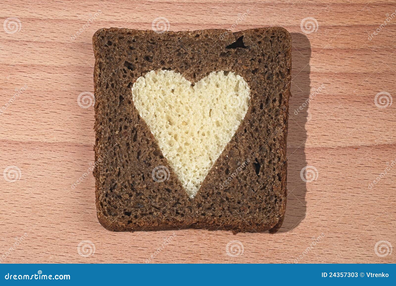 Piece of Brown Bread with Heart Stock Image - Image of brown, heart ...