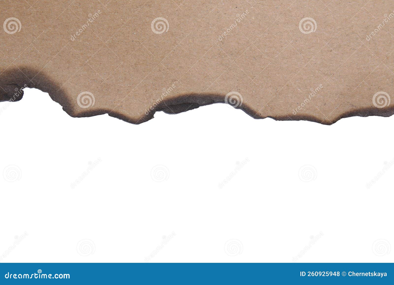 Piece of Brown Paper with Dark Burnt Borders Isolated on White, Top ...