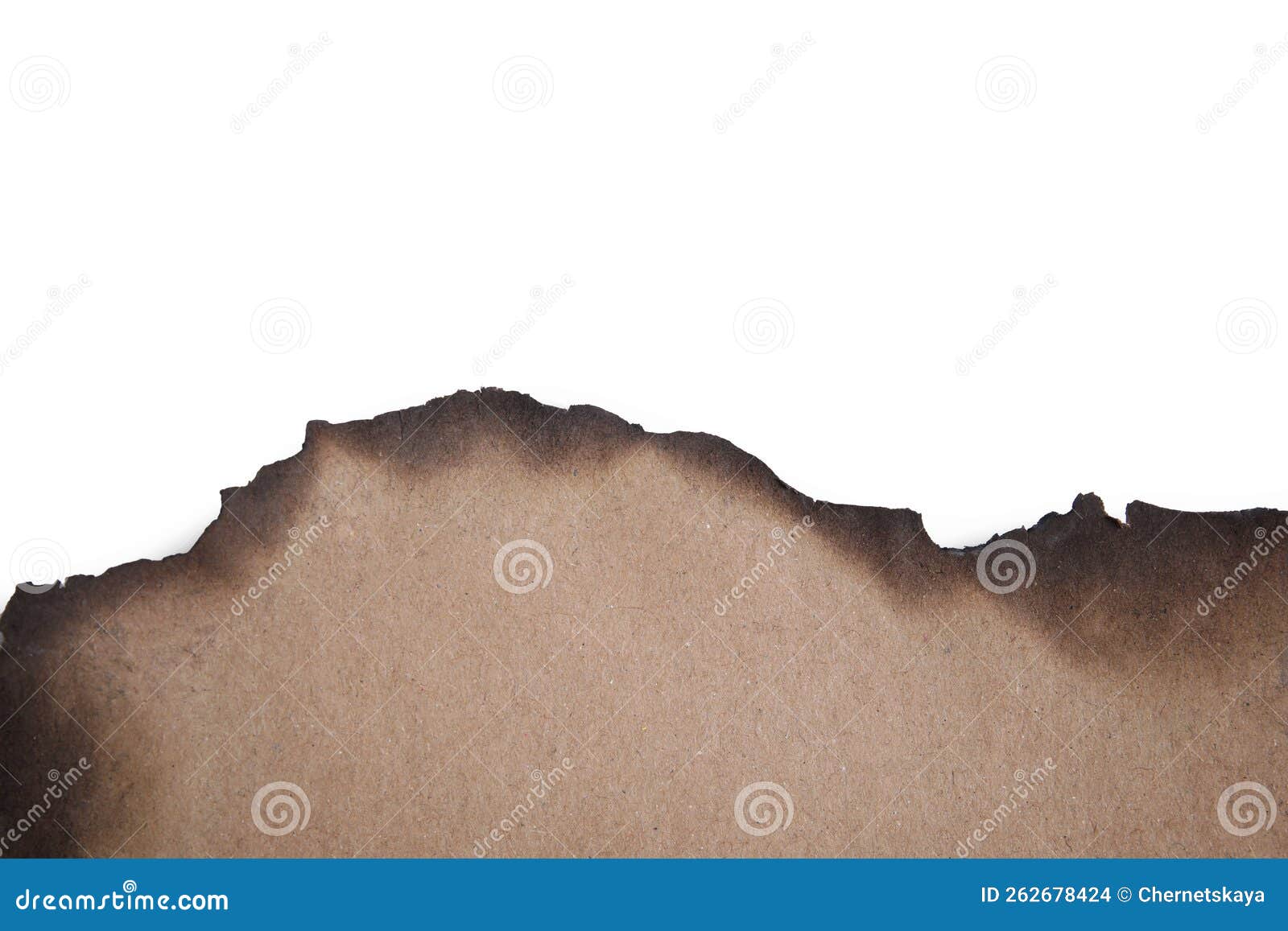 Piece of Brown Paper with Dark Burnt Borders on White Background, Top ...