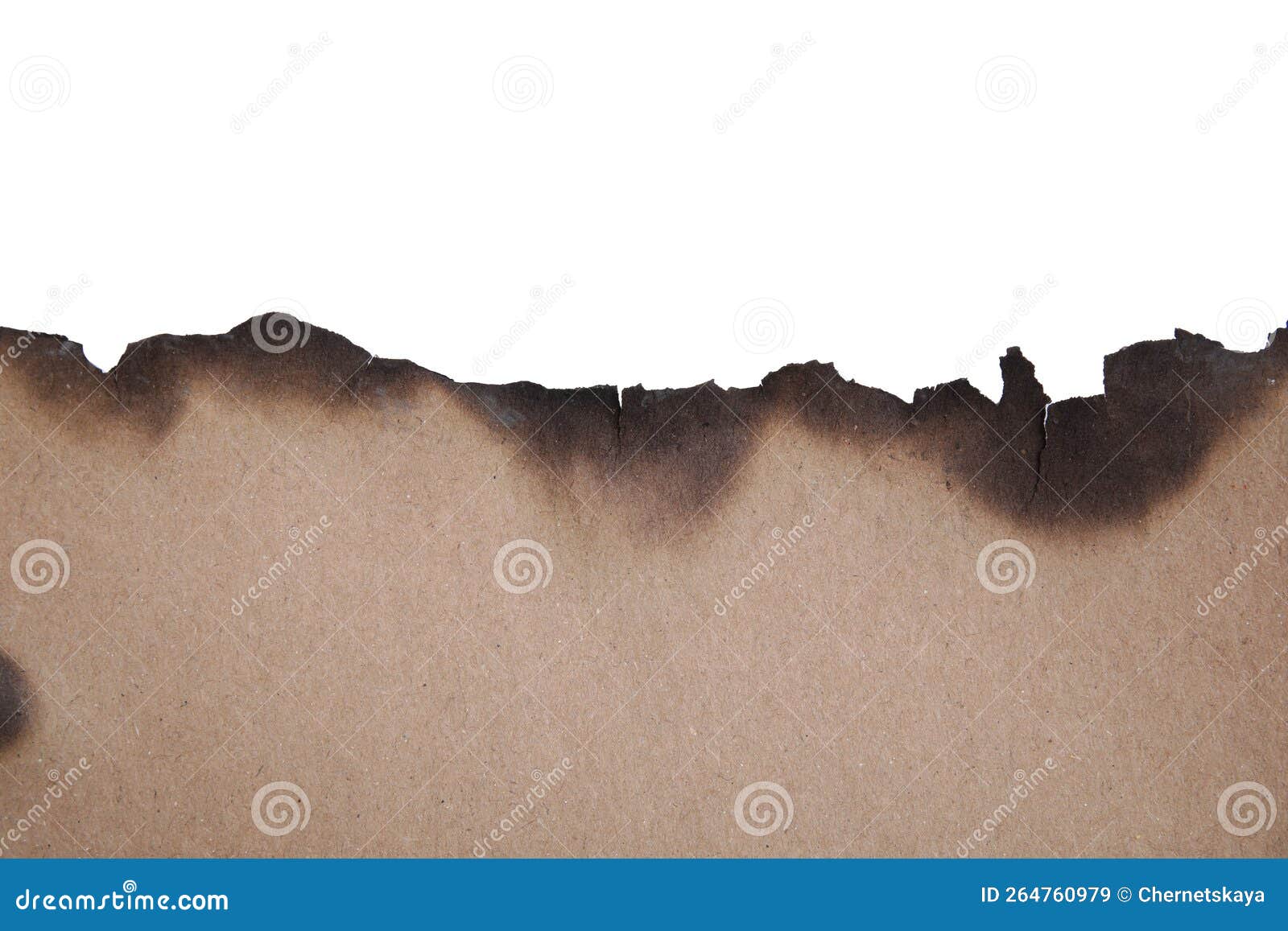 Piece of Brown Paper with Dark Burnt Borders on White Background, Top ...