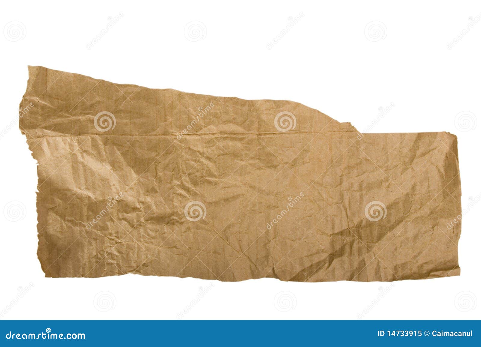 Piece of Brown Paper, Torn on White Stock Image - Image of crumpled ...