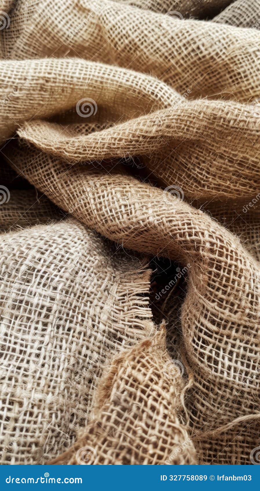 Piece of Burlap with Unraveling Edge. Textured Material Concept Stock ...