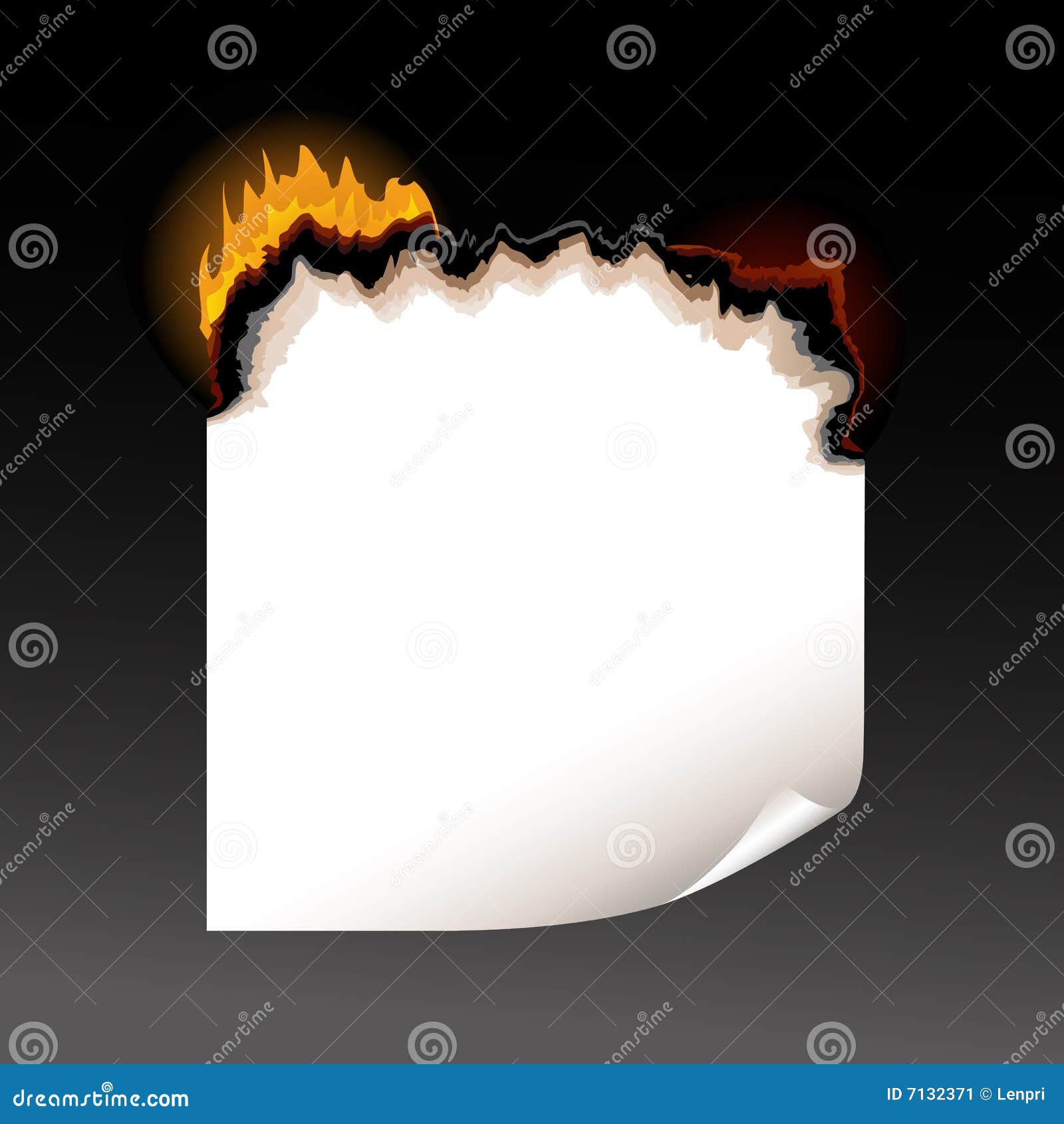 A piece of burning paper stock vector. Illustration of burnt - 7132371