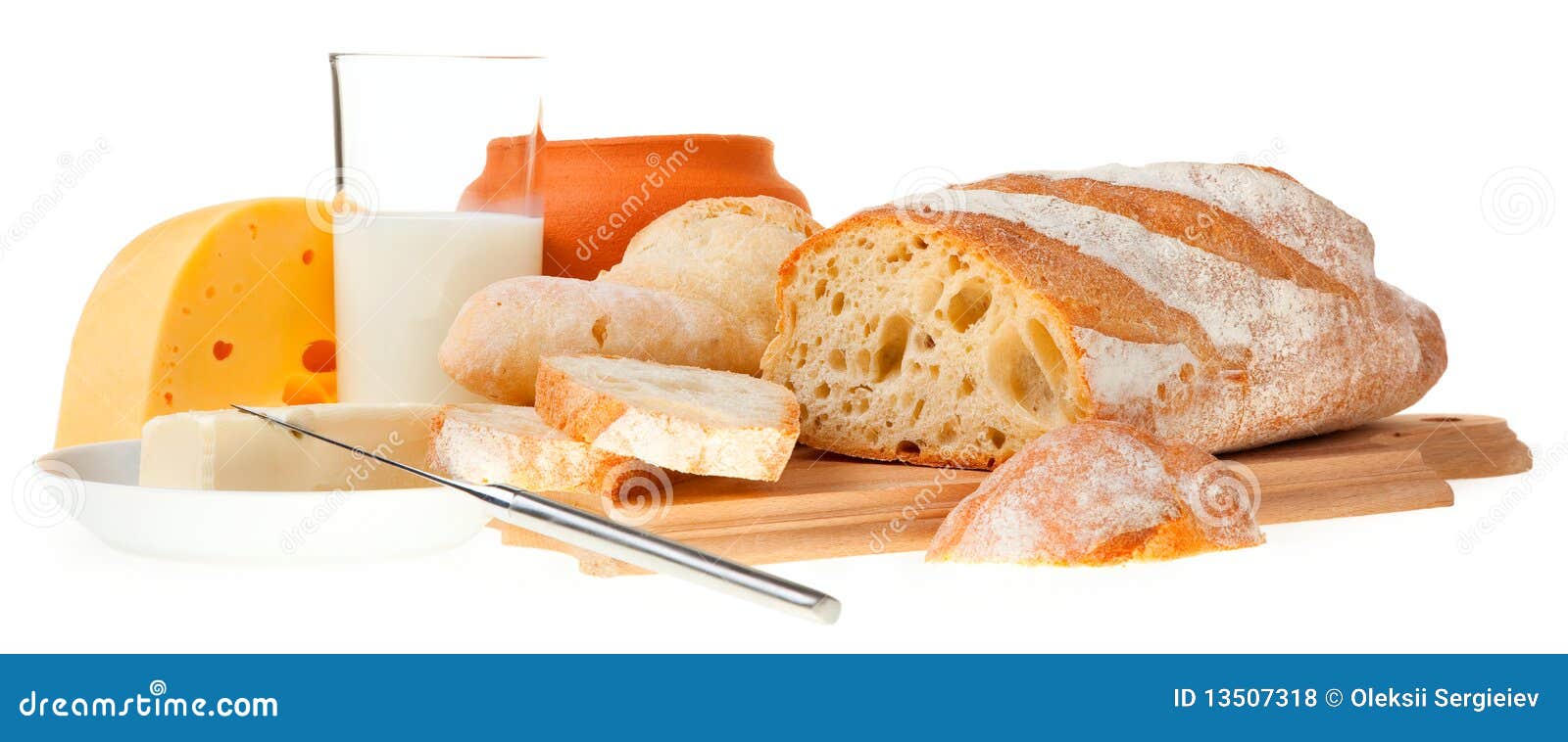 Piece of Butter, Bread and a Knife Stock Photo - Image of grain, group ...