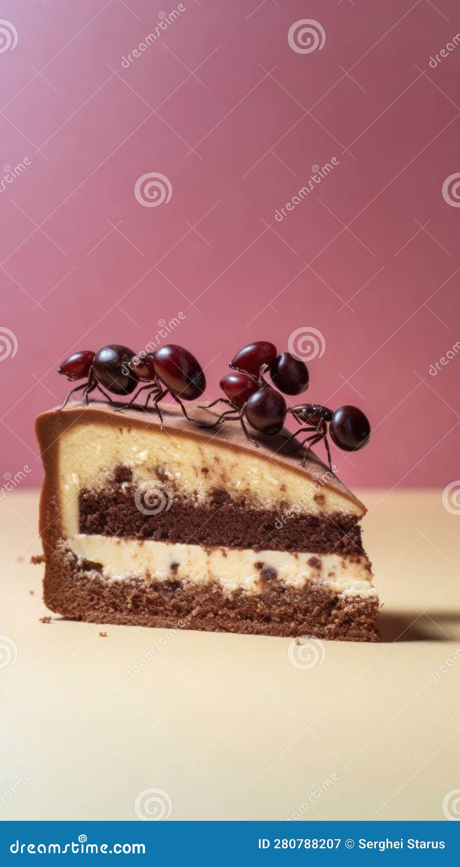 A Piece of Cake with Ants on Top of it. Generative AI Image. Stock ...