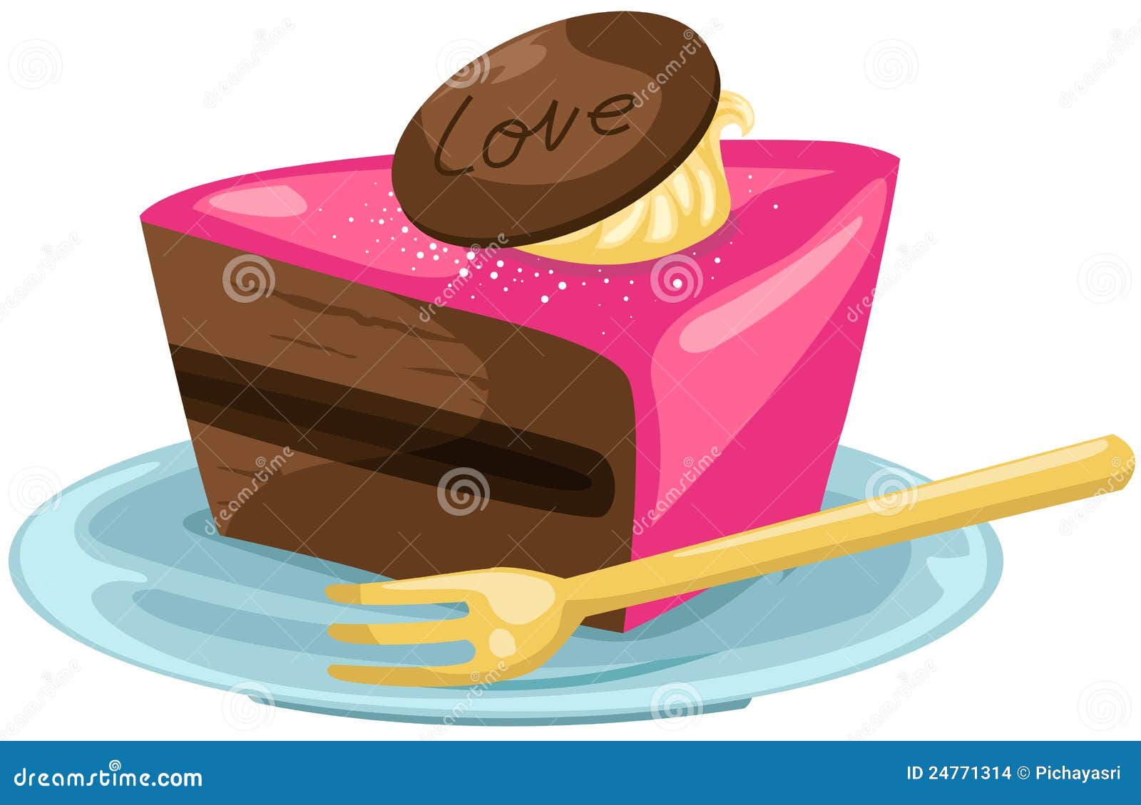 Piece of Cake with Fork on White Stock Vector - Illustration of fork ...