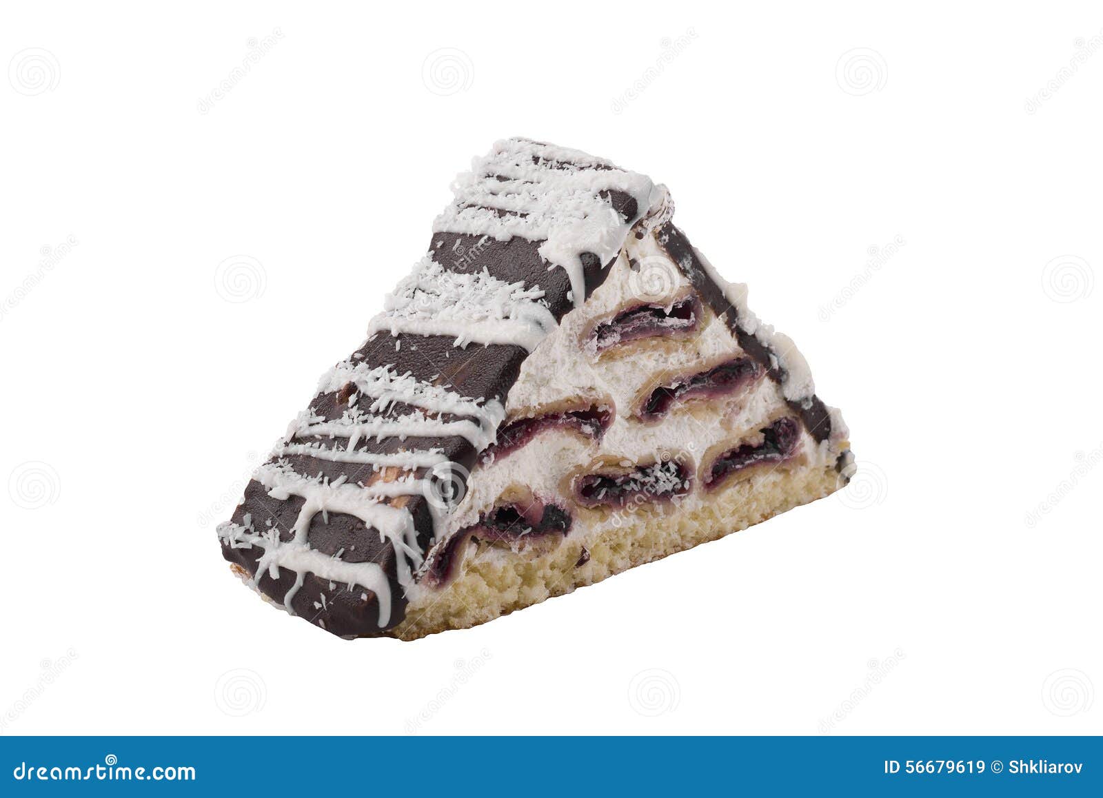Piece of cake with icing stock image. Image of fruit - 56679619