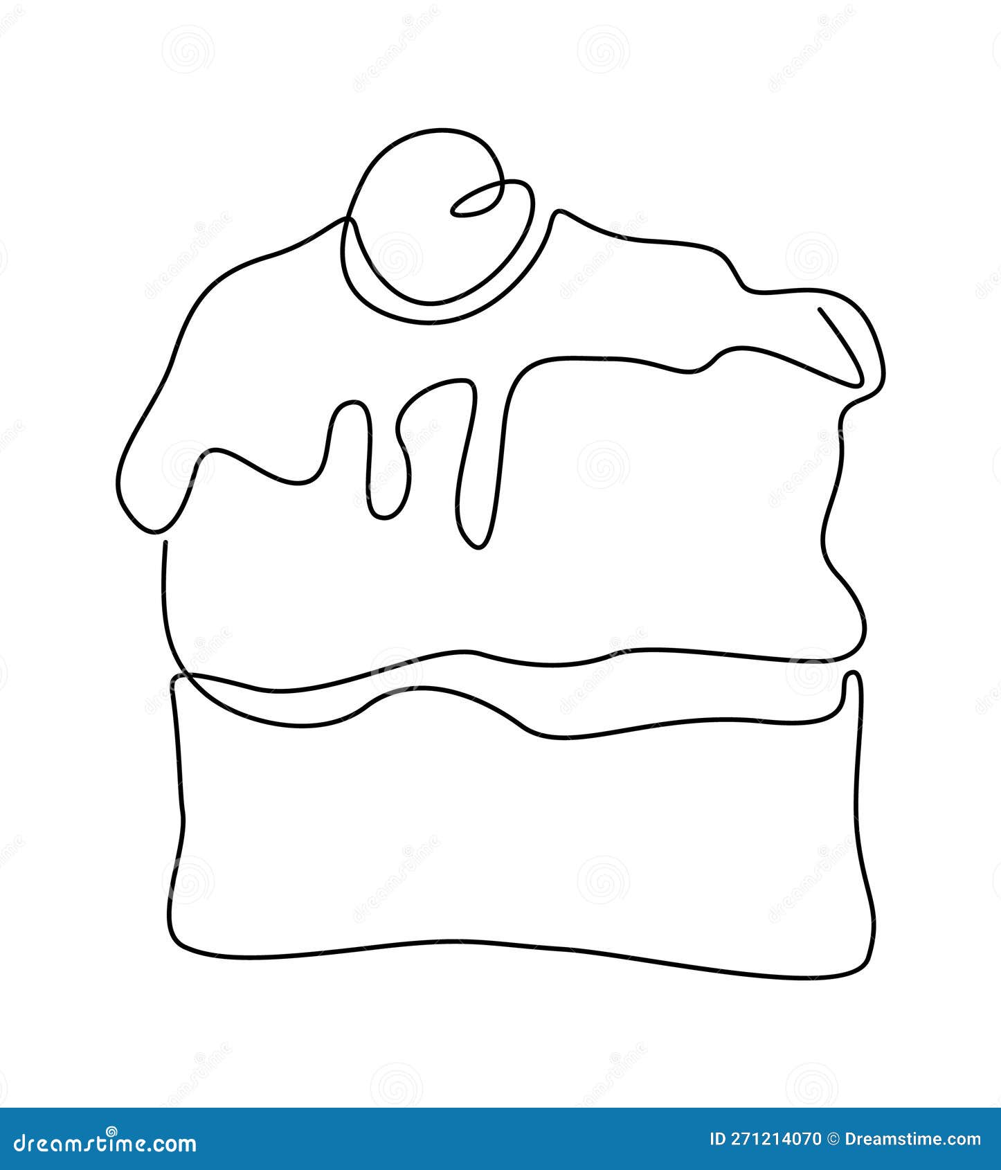 Piece of Cake Line Art Dessert Stock Vector - Illustration of food ...