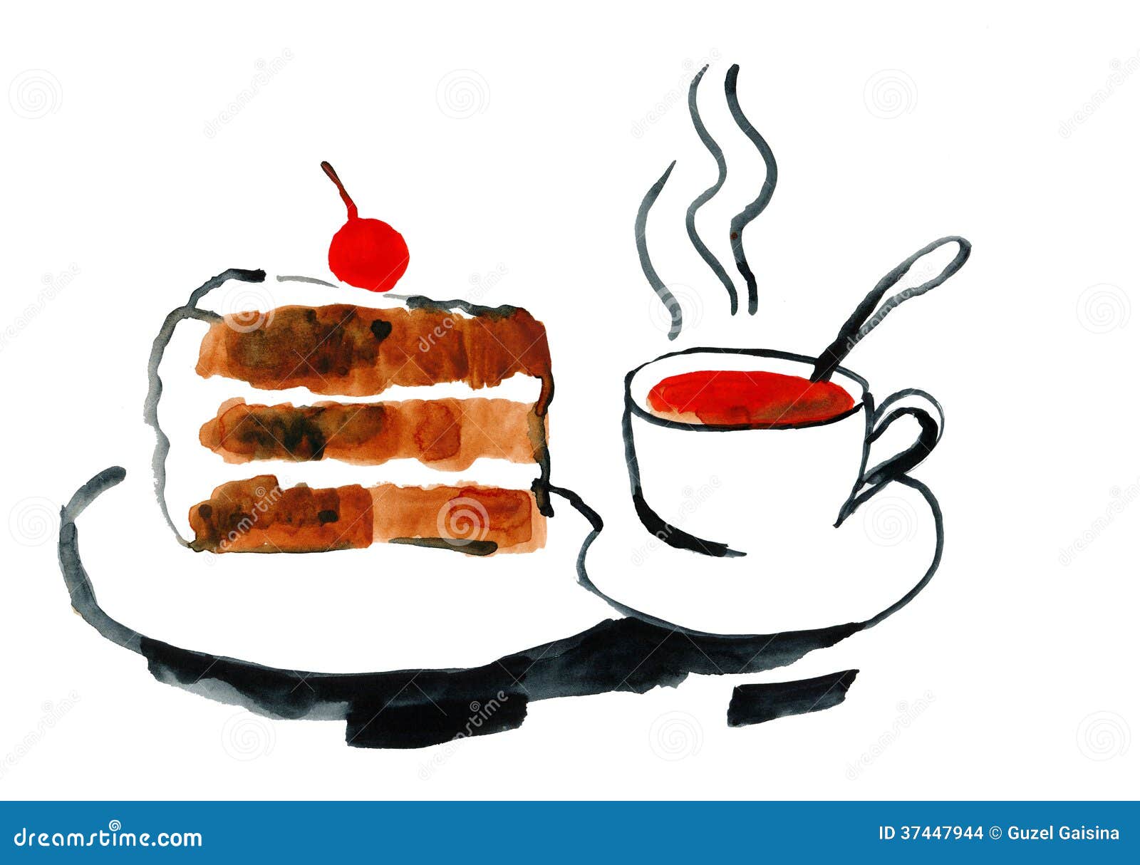 Drinking Piece Of Cake Cartoon Royalty-Free Illustration ...