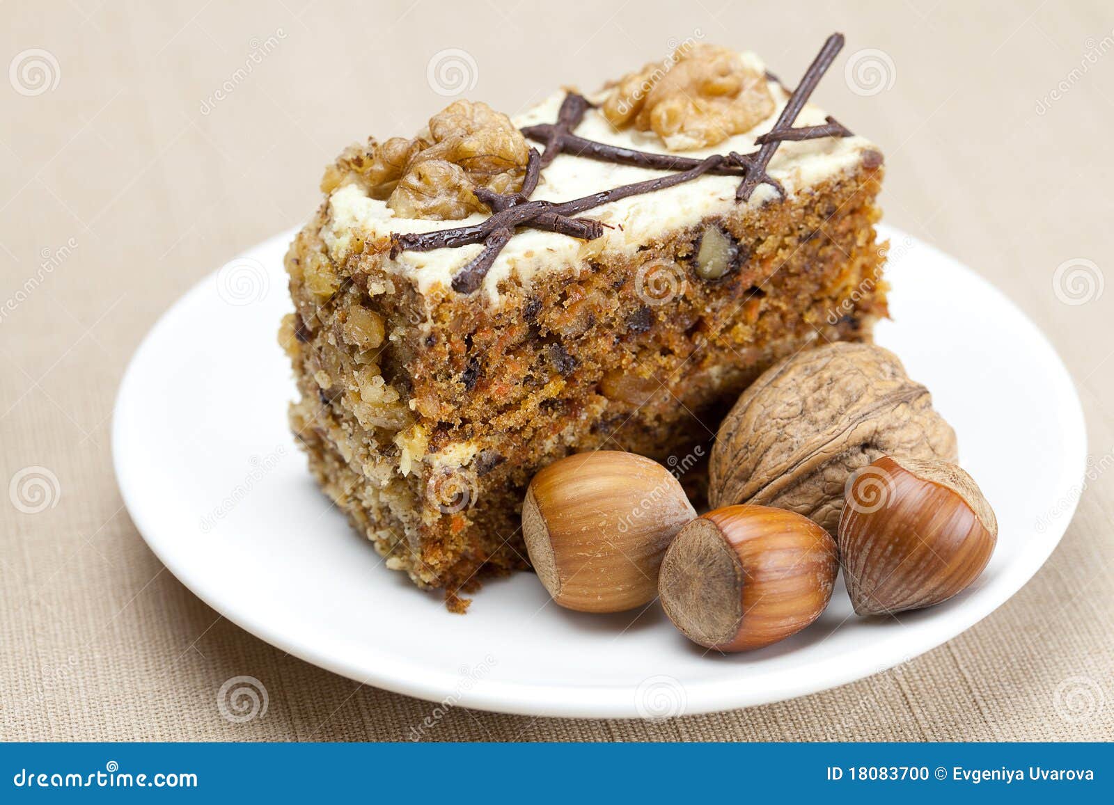Piece of cake with nuts stock photo. Image of hazelnut - 18083700