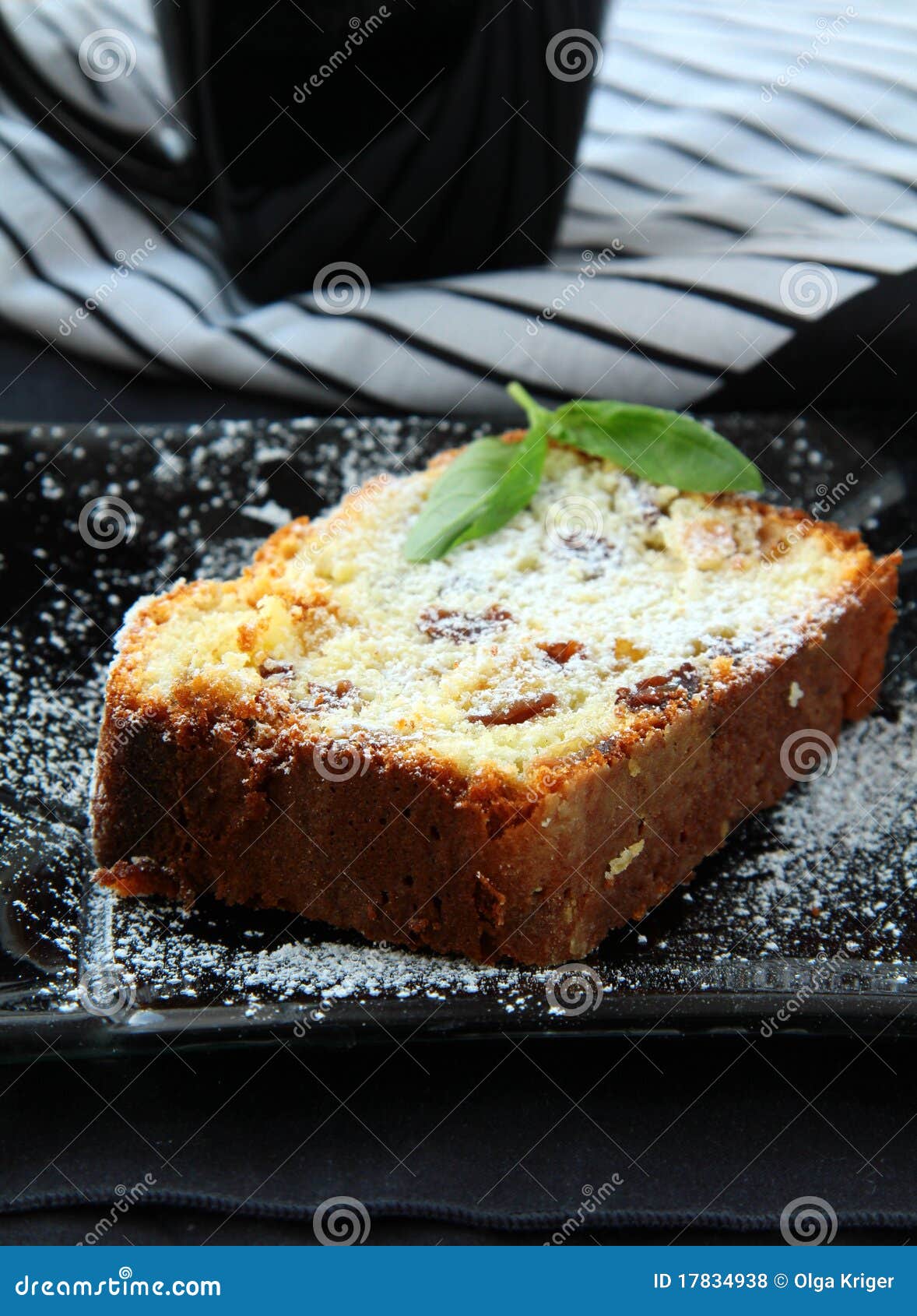 Piece of Cake with Powdered Sugar Stock Photo - Image of slice, cake ...