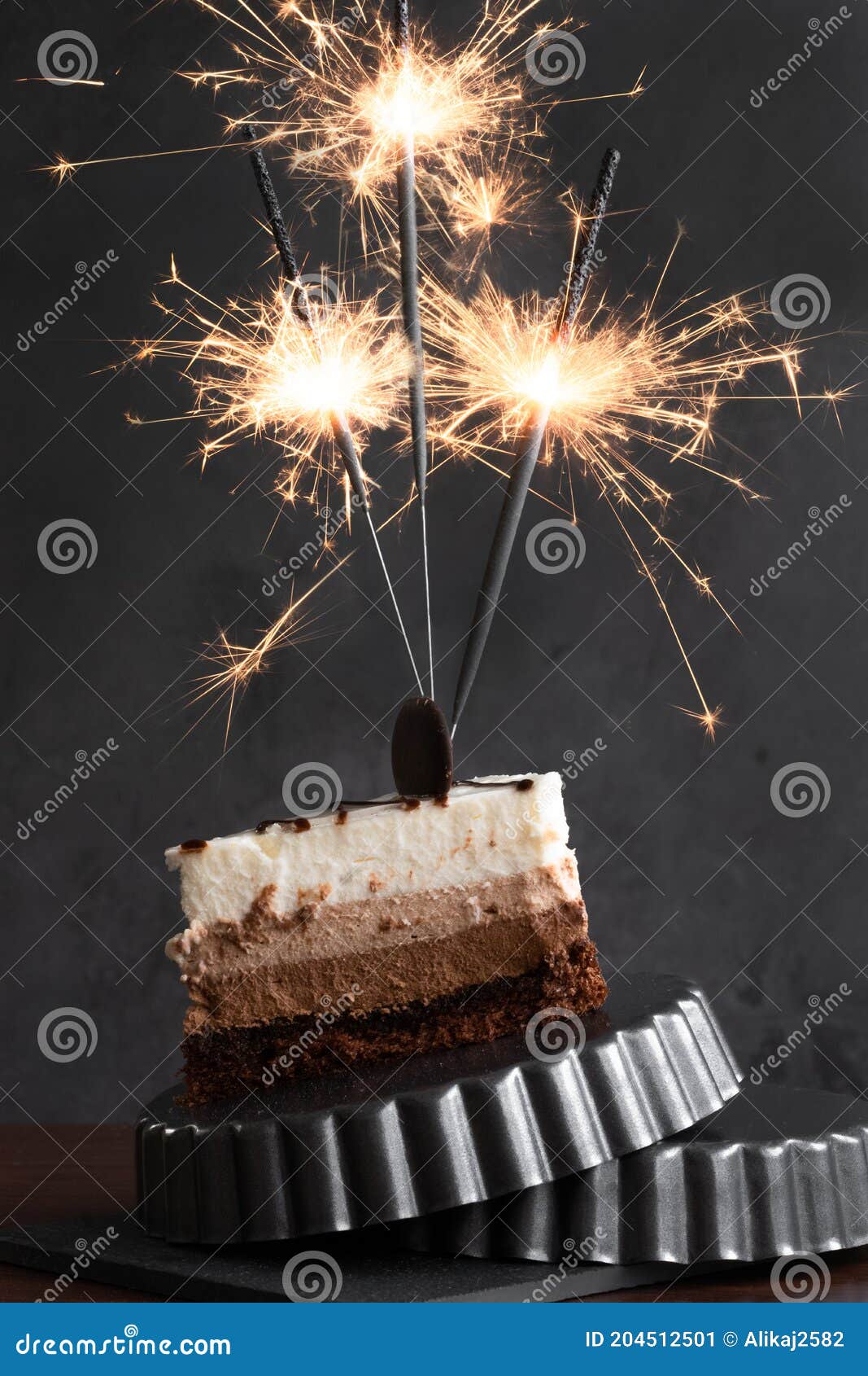 Piece of Cake with Sparkle Lights - Festive Celebration Concept Stock ...