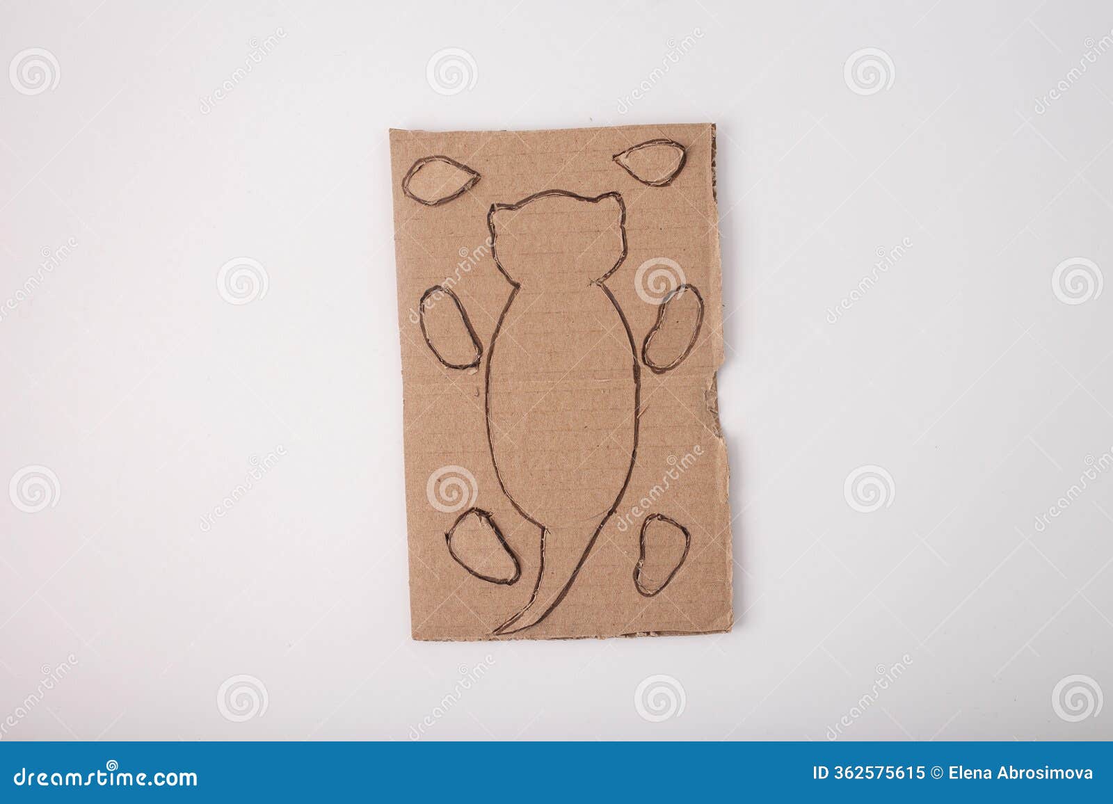 A Piece of Cardboard with Outlines Otter Drawn on it. Cardboard Have ...