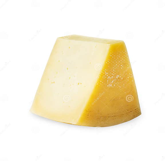 A Piece of Cheese Circle on a White Stock Image - Image of white, hard ...