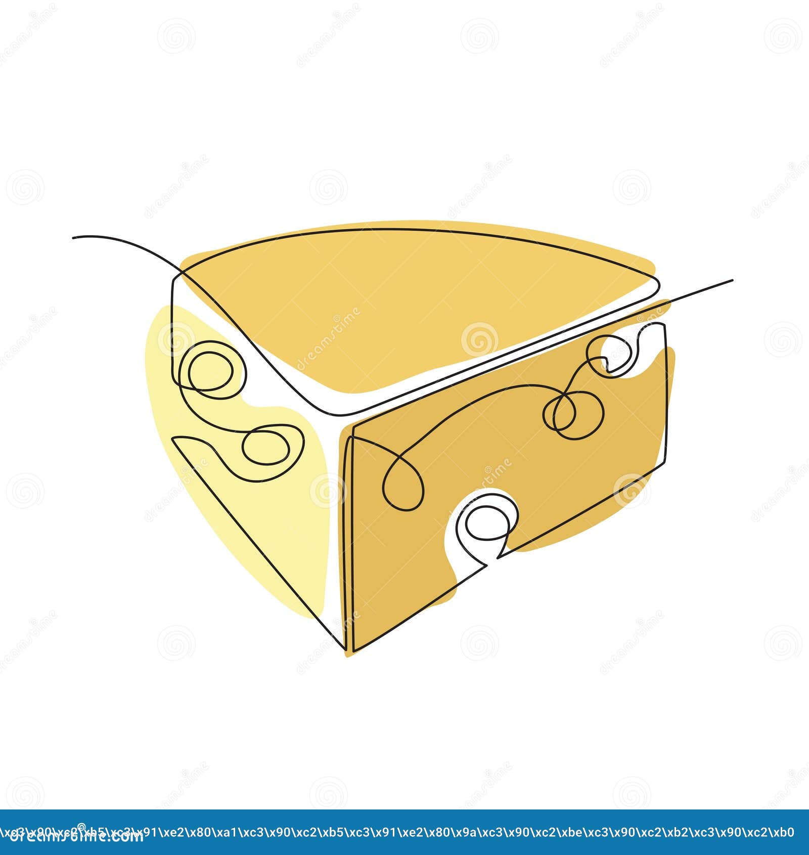A Piece of Cheese is Drawn with a Single Line. One Line Drawing Stock ...