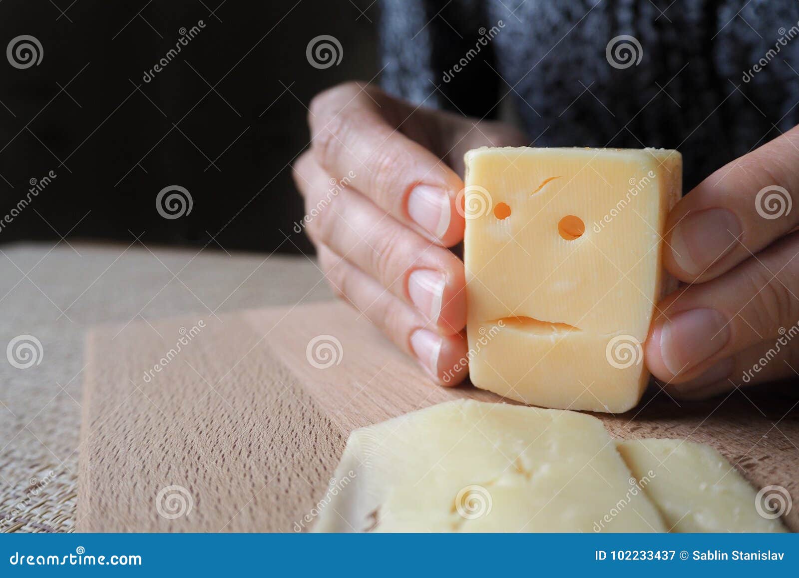 Funny Cheese. a Piece of Cheese with the Face. Stock Image - Image of ...