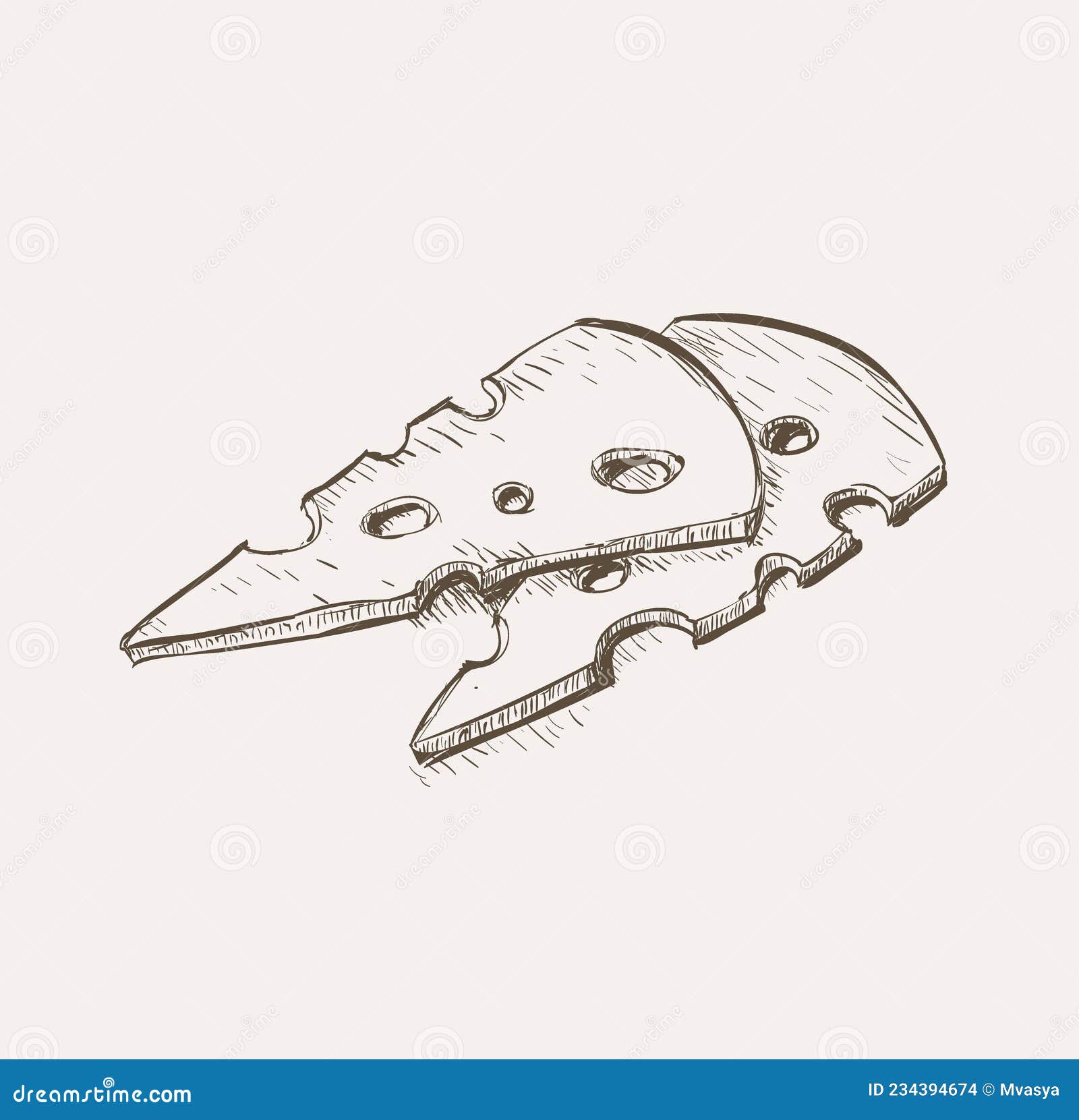 Piece of Cheese Hand Drawn Vector Illustration Stock Vector ...