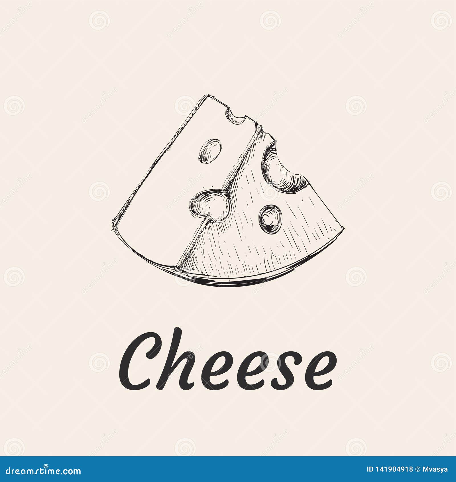 Piece of Cheese Hand Drawn Vector Illustration Stock Vector ...
