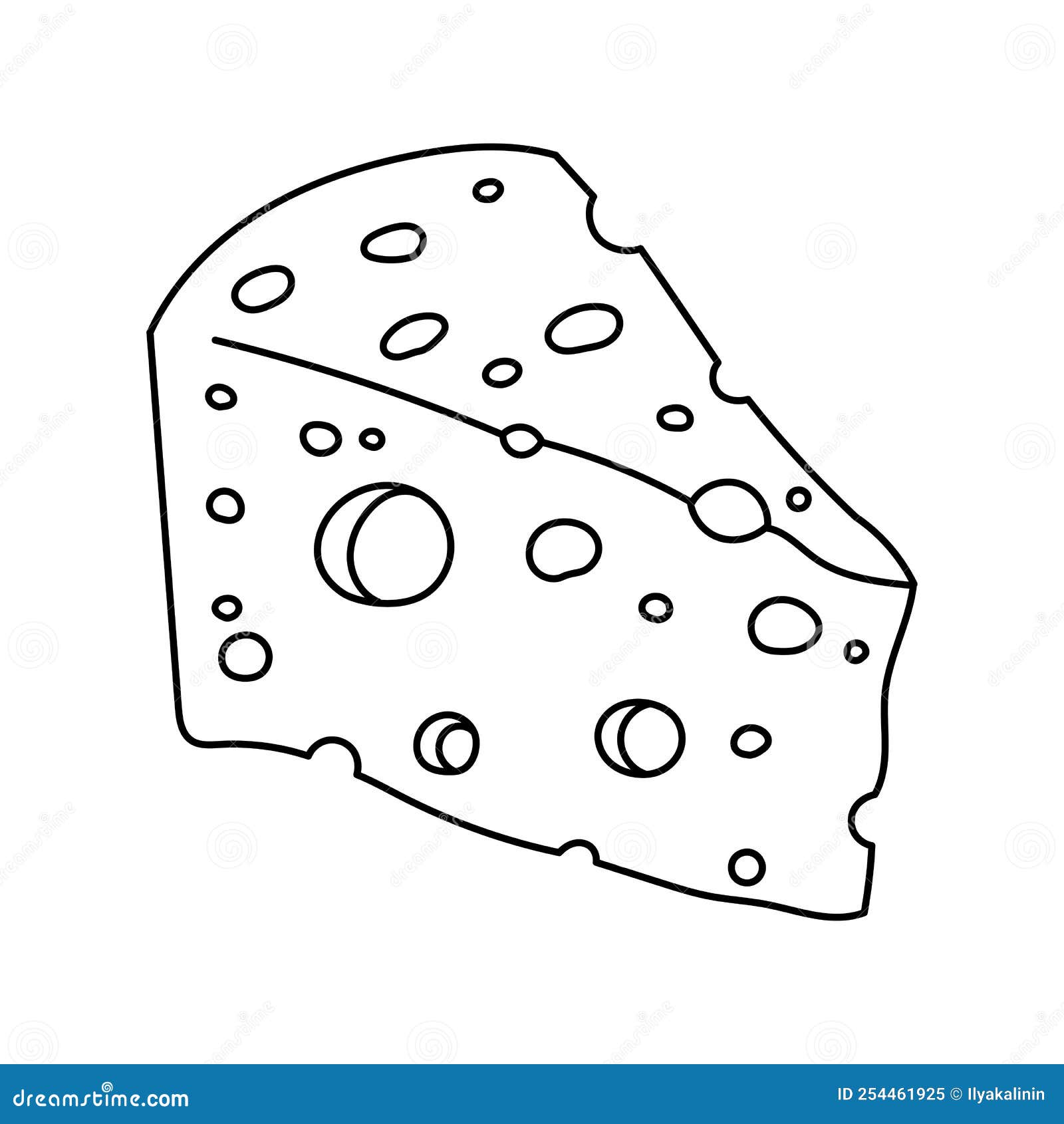 Piece of Cheese. with Holes. Editable Outline Stroke. Vector Line Icon ...