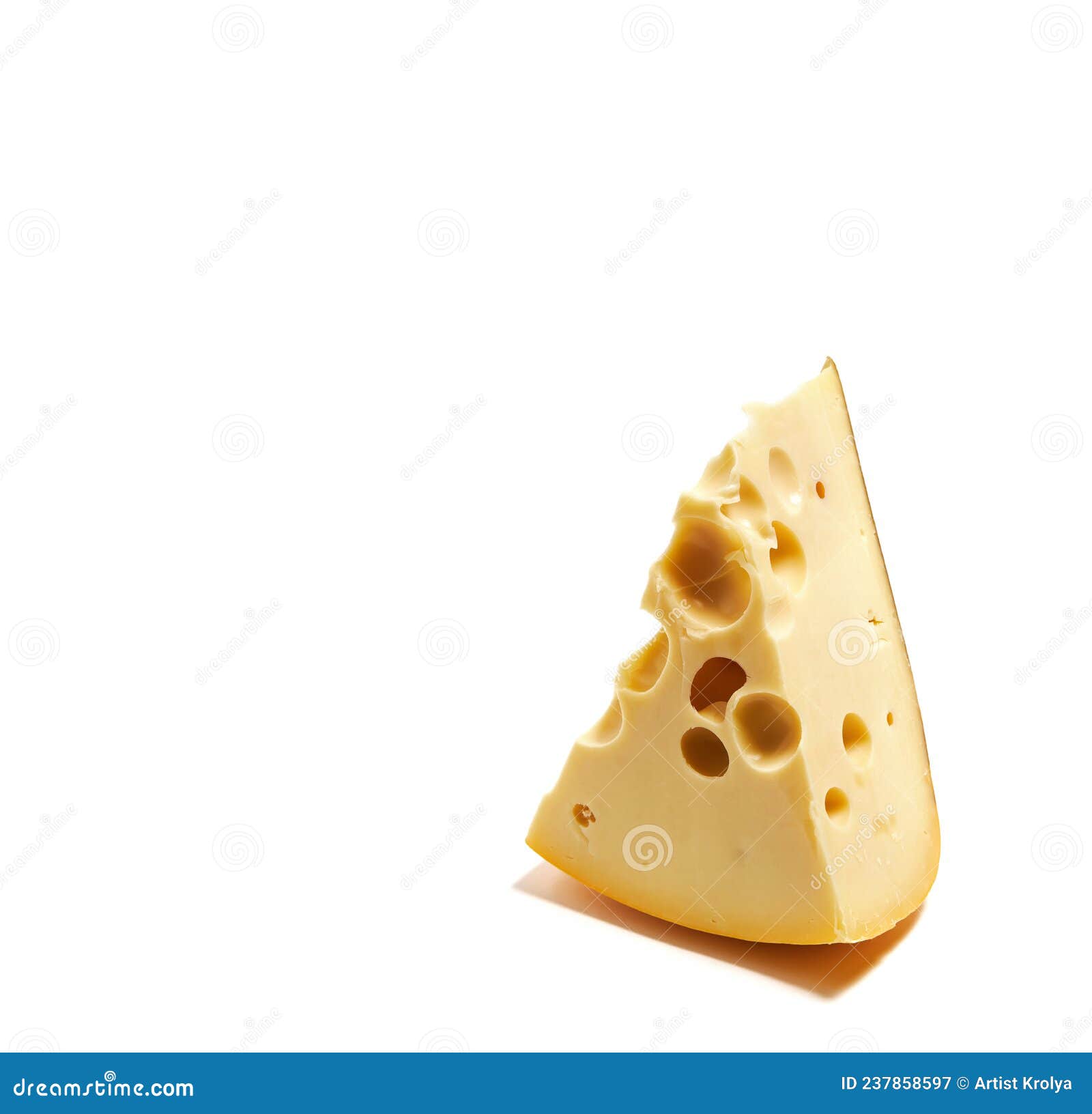 Piece of Cheese with Holes Isolated on White Background. Stock Image ...