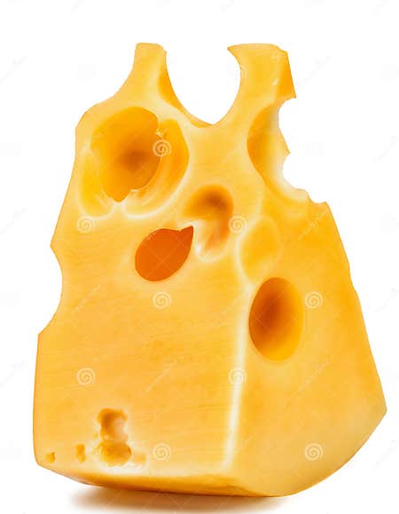 Piece of Cheese. a Triangular Slice of Cheese with Holes Stock Image ...
