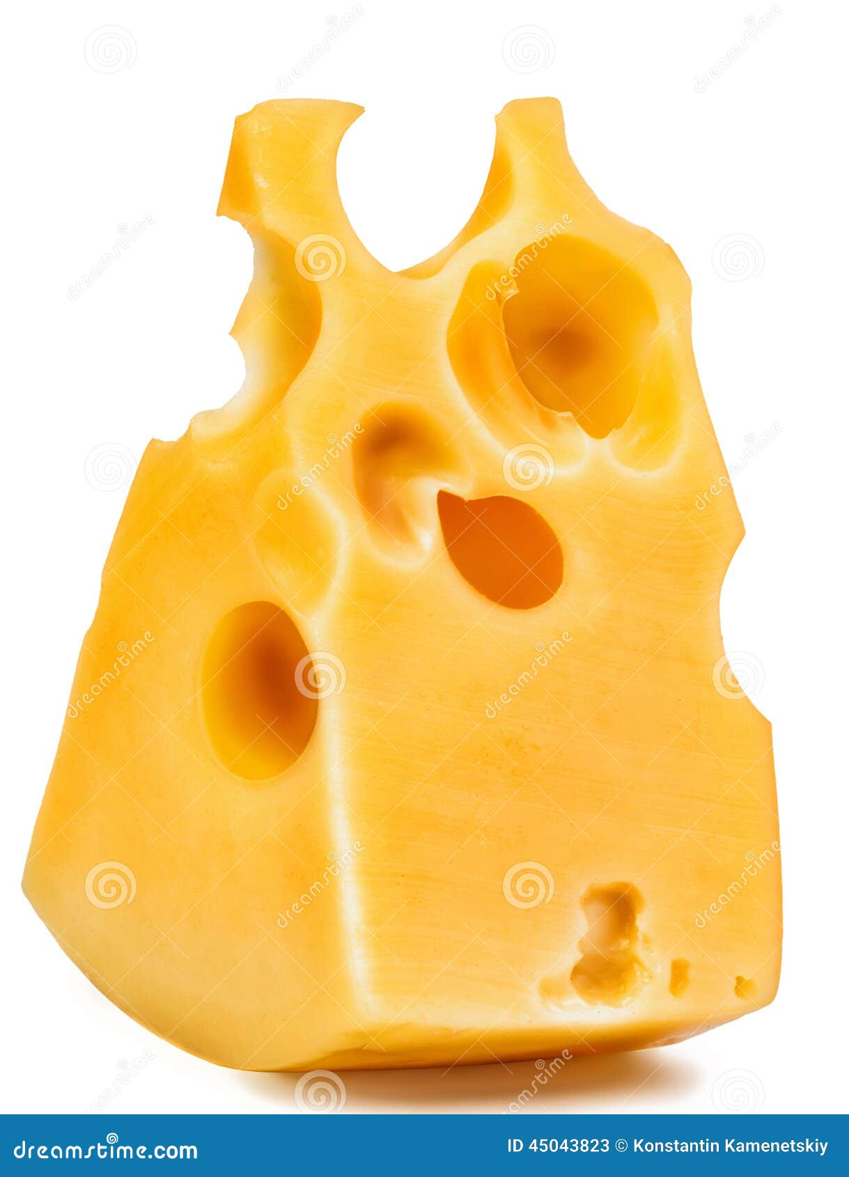 Piece of Cheese. a Triangular Slice of Cheese with Holes Stock Image ...