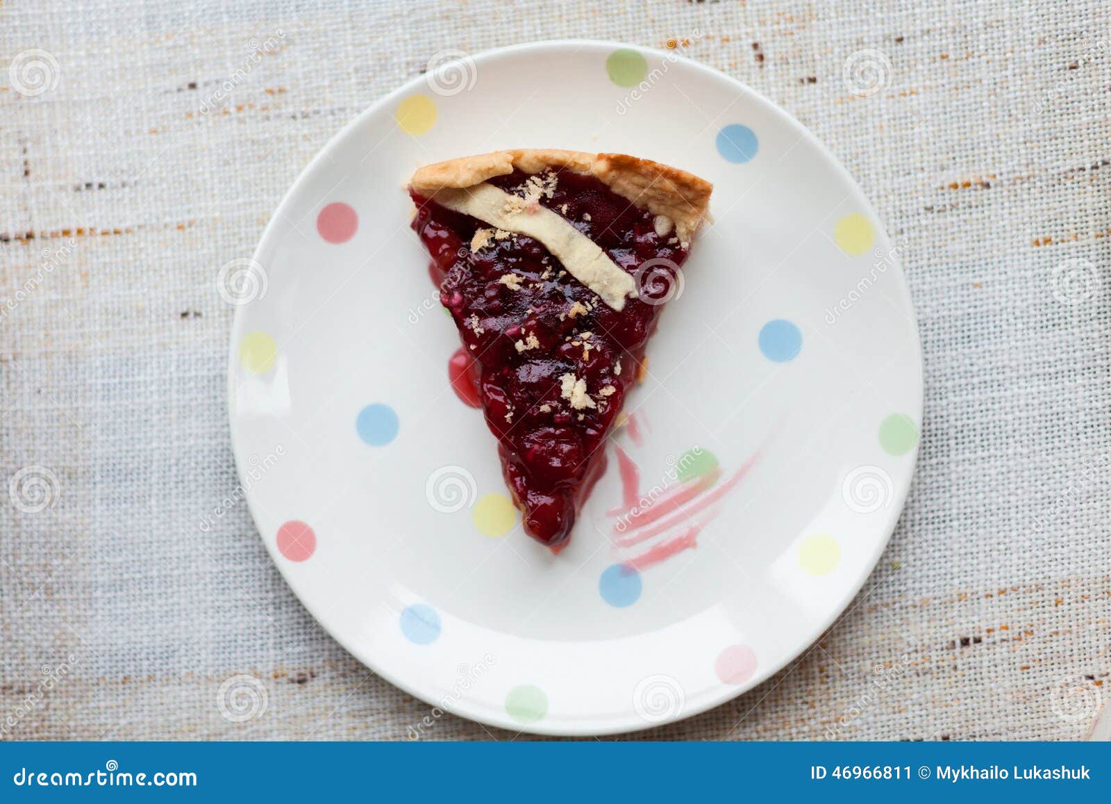 Piece of Cherry Pie on Plate Stock Image - Image of cherry, napkin ...