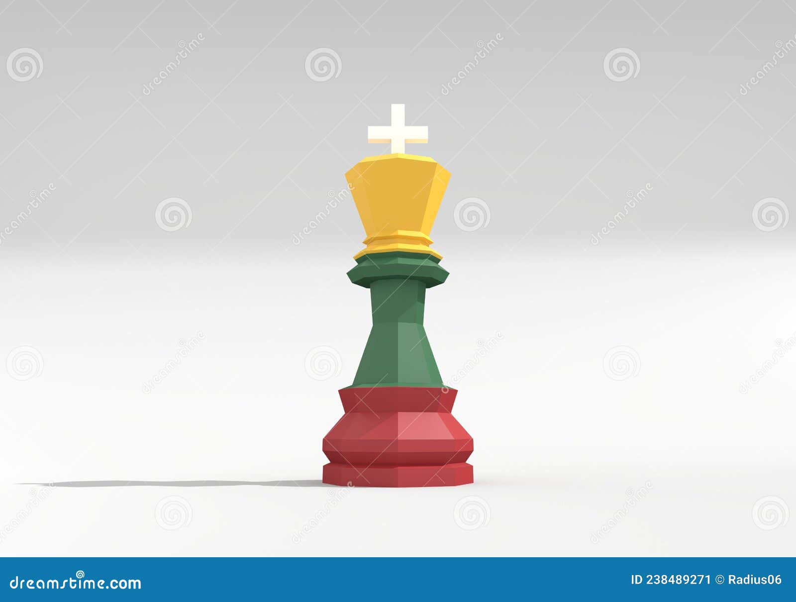 Piece of Chess. the King Low Poly Model Decorated by Flag of Lithuania ...