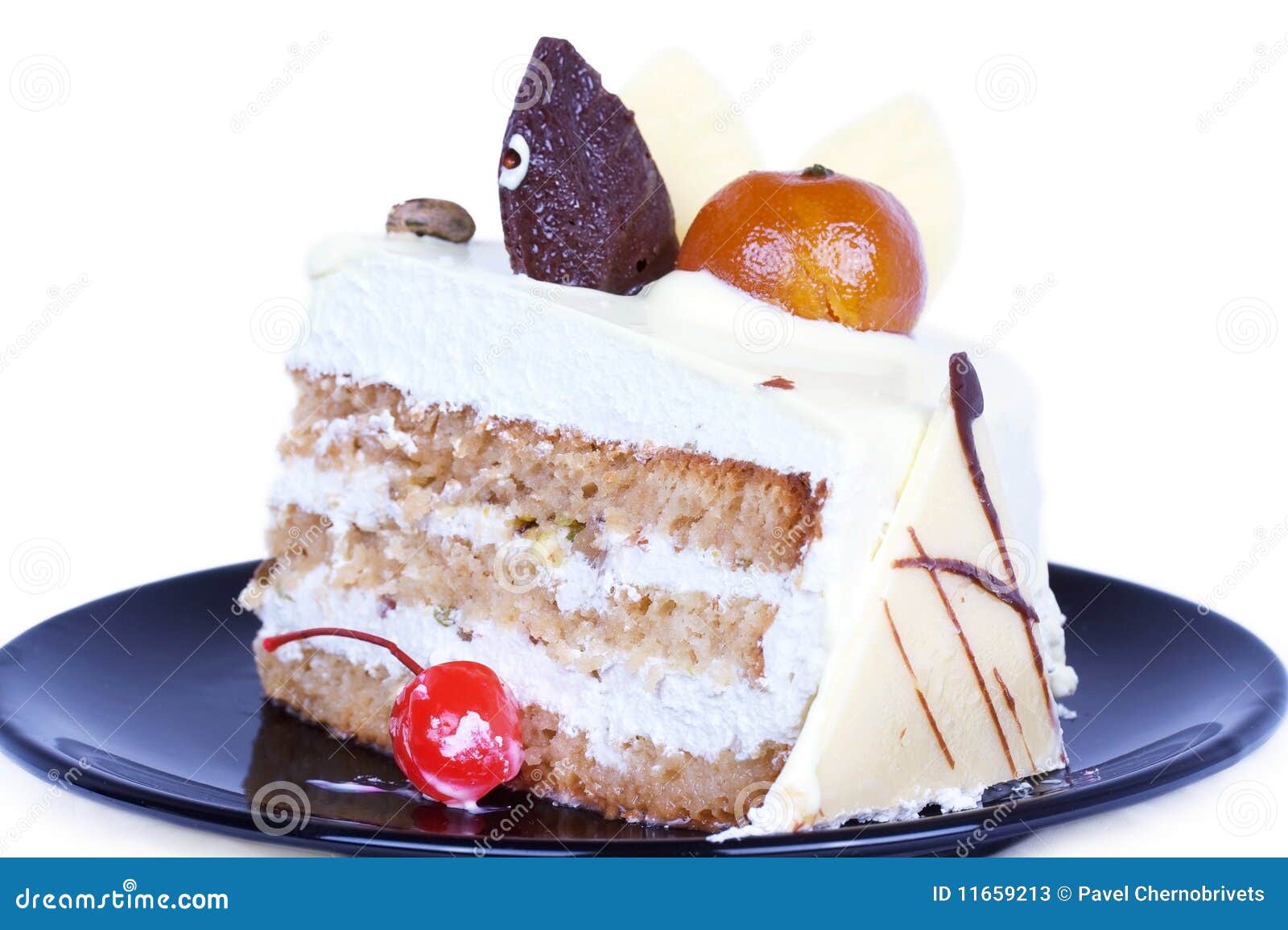 Piece of Chocolate Cake on Plate Stock Image - Image of piece ...