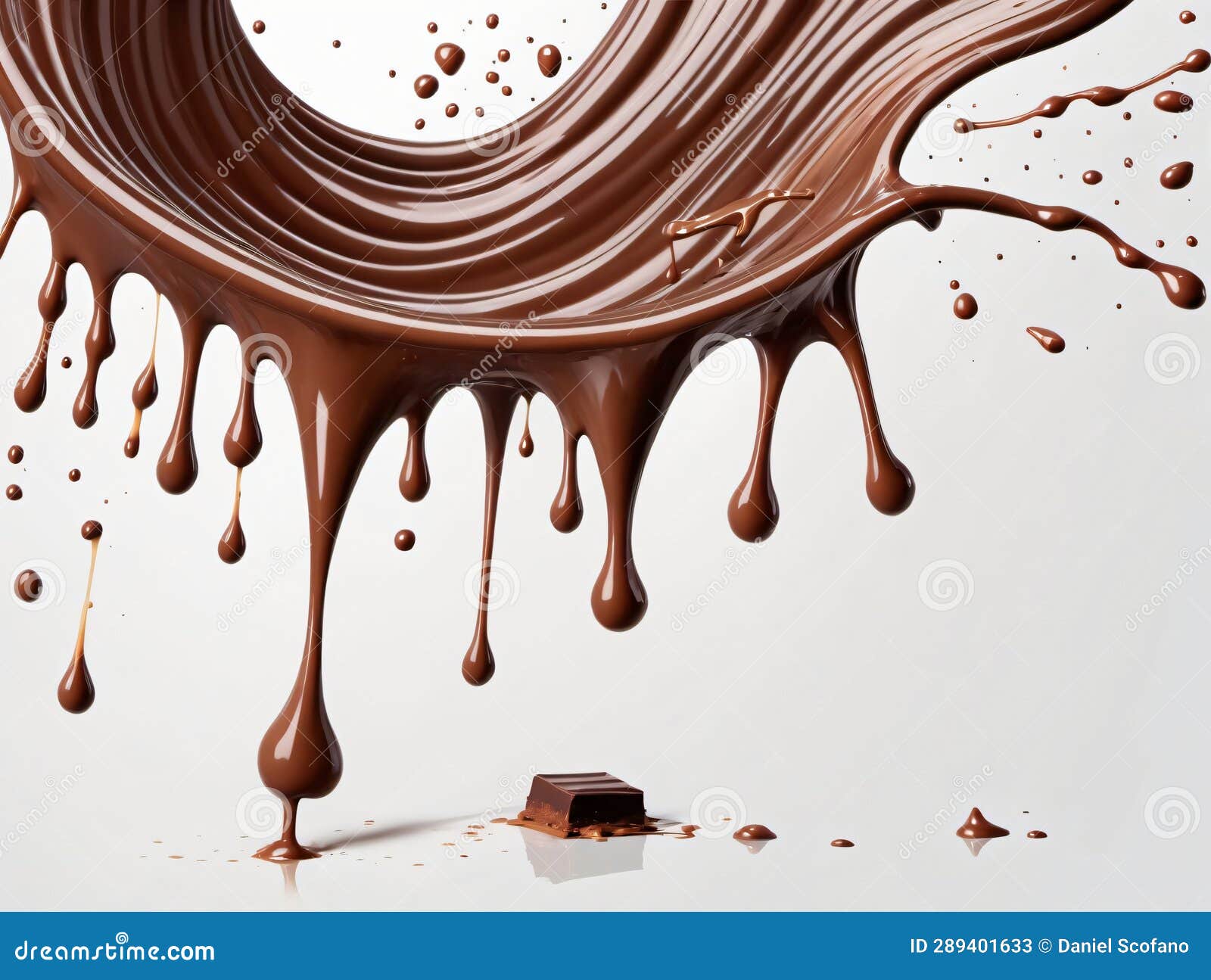 A Piece of Chocolate Falling into a Puddle of Chocolate. Generative AI ...