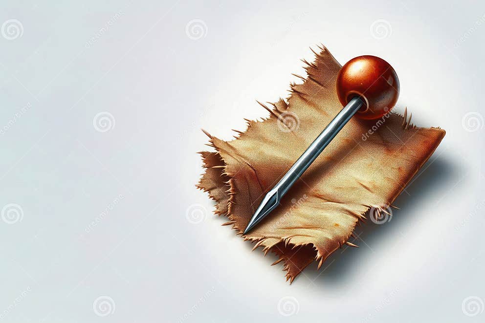 A Piece of Cloth and a Sharp Instrument on a Light Background. Space ...