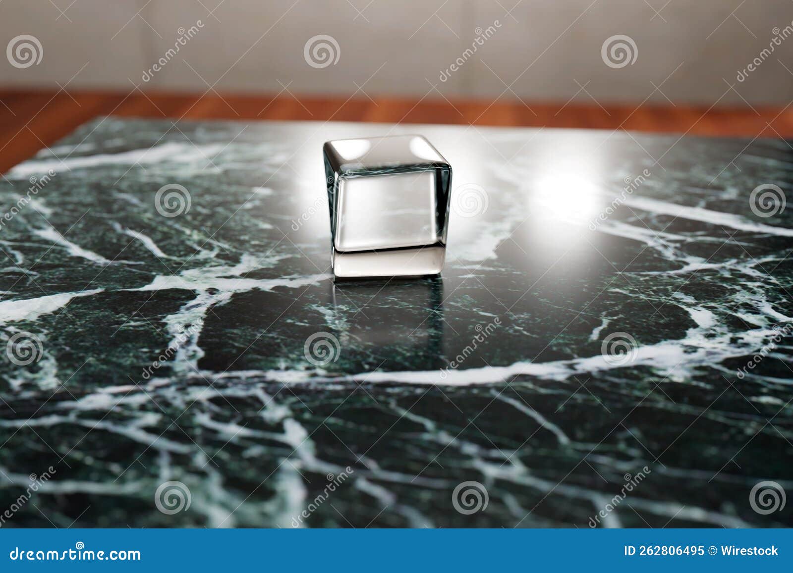Piece of Crystal Clear Square Ice on a Dark Marble Table Surface Stock ...