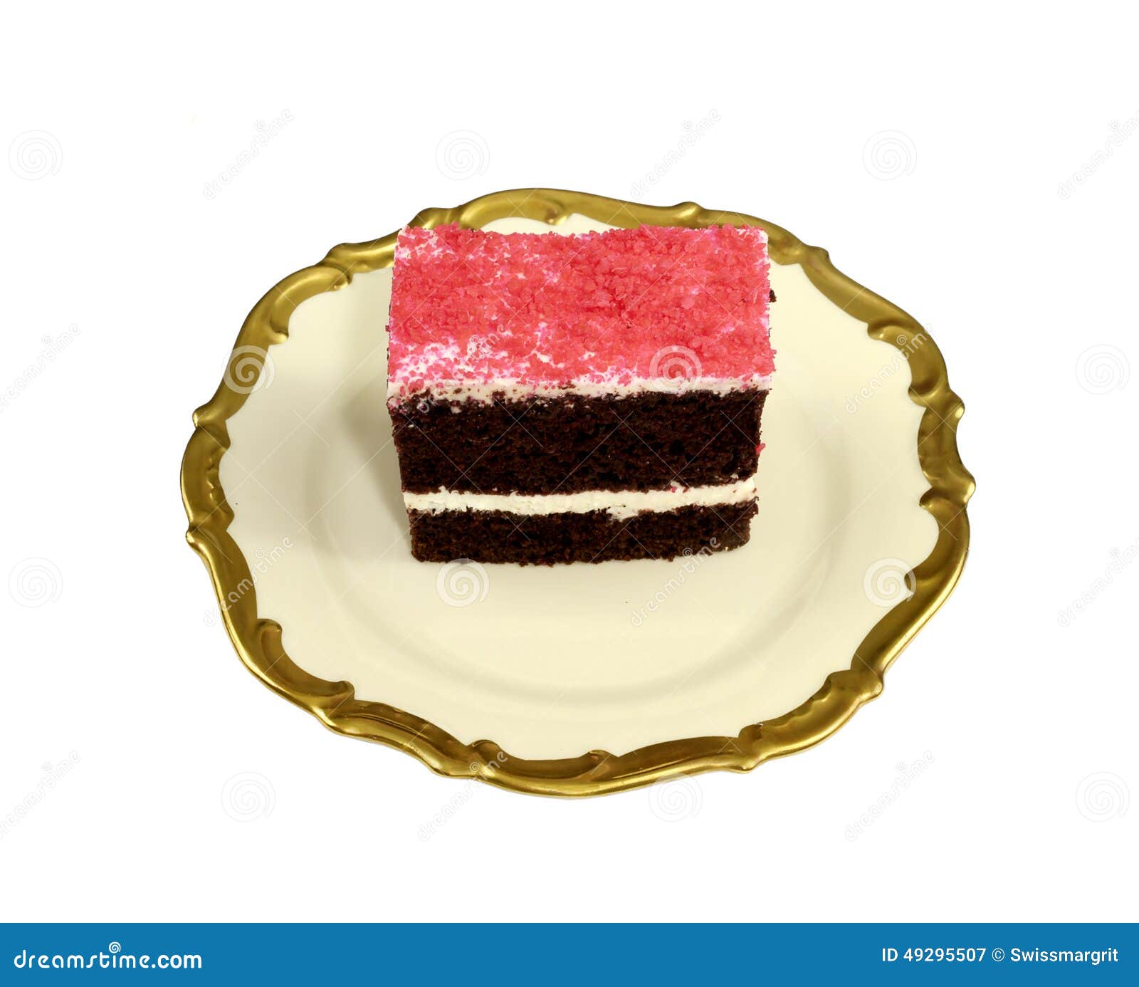 Piece of a Delicious Chocolate Cake with Icing on a Decorative Plate ...