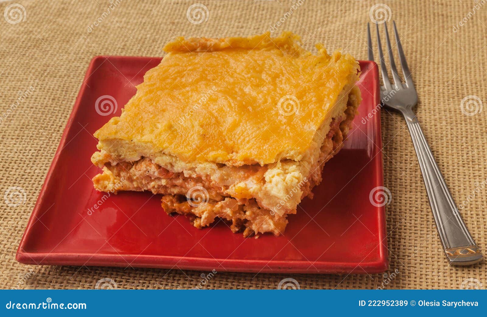 Piece of delicious lasagna stock image. Image of mozzarella - 222952389