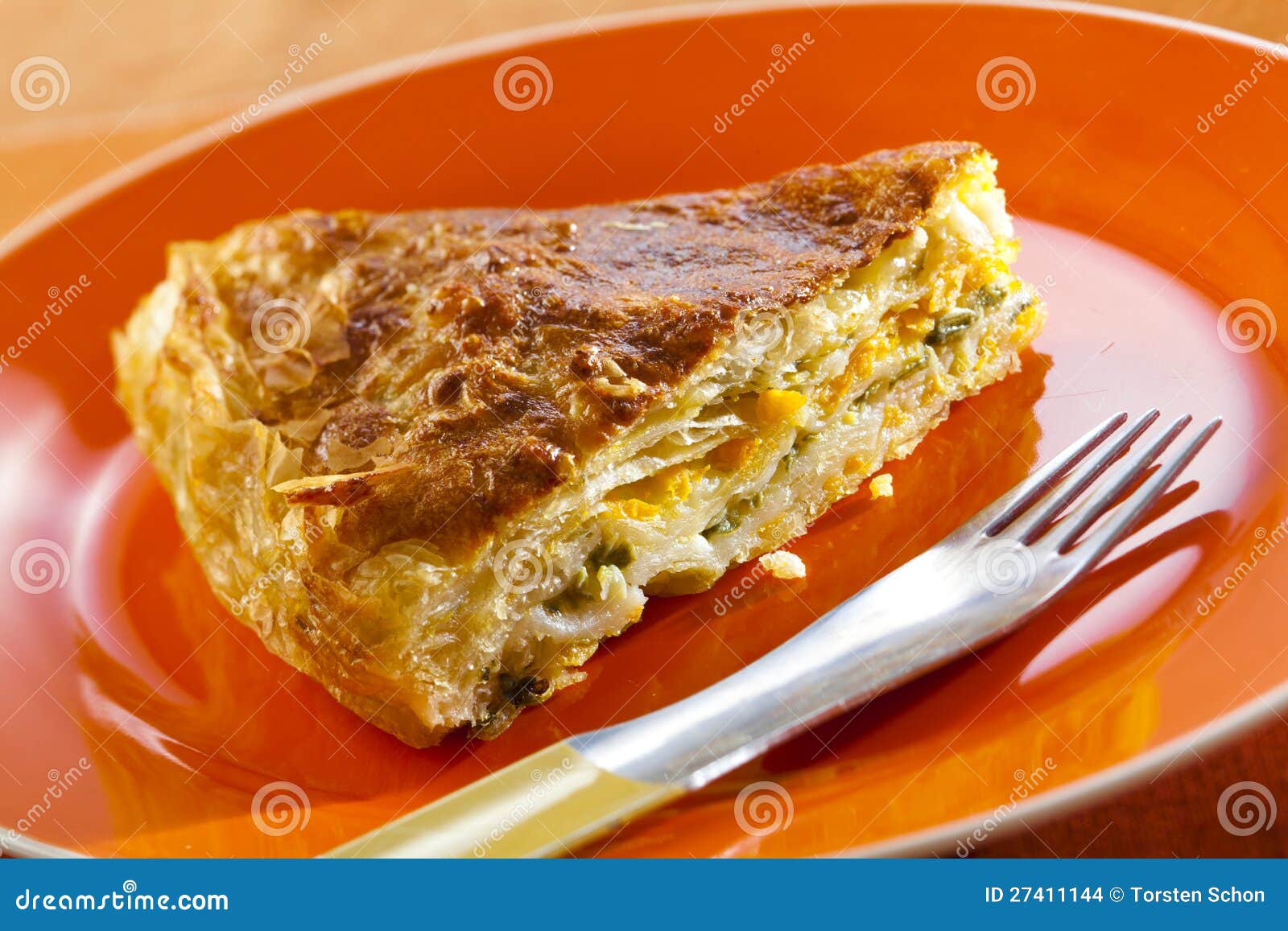Piece of flaky pastry stock photo. Image of food, spinach - 27411144