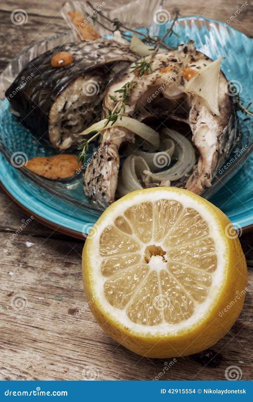 Piece of Fragrant Roasted Fish Stock Photo - Image of meat, sauce: 42915554