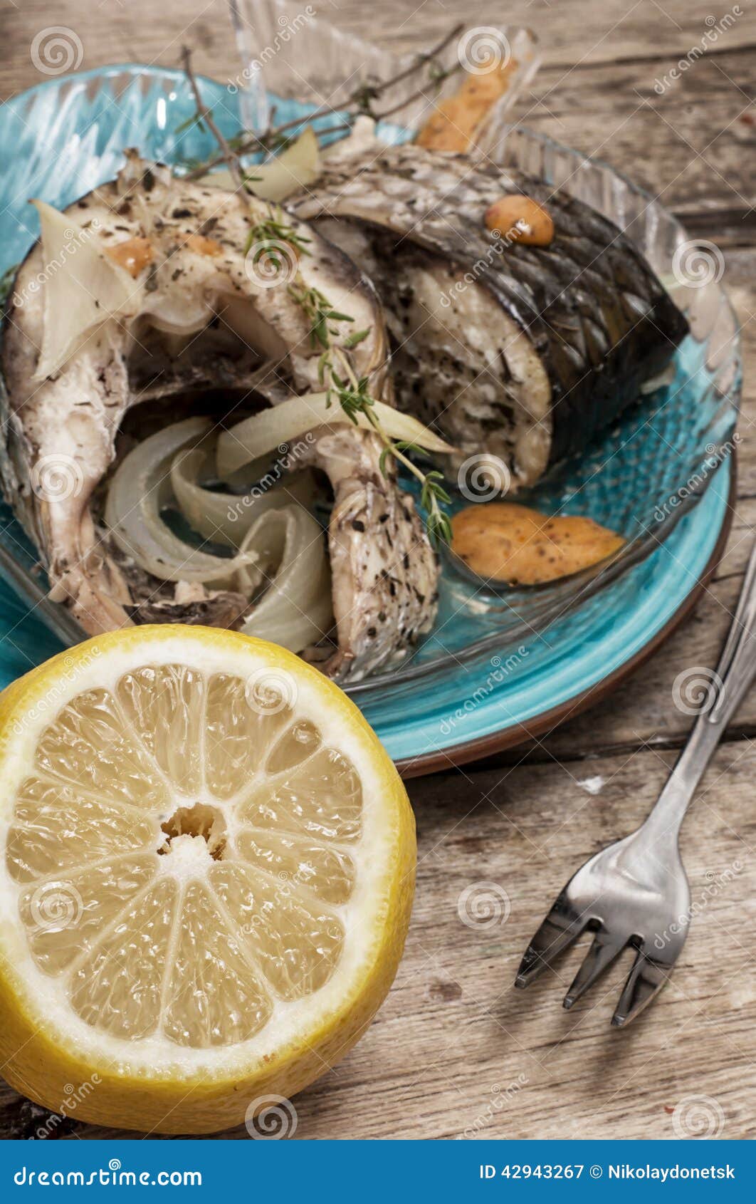 Piece of Fragrant Roasted Fish Stock Image - Image of grilled ...