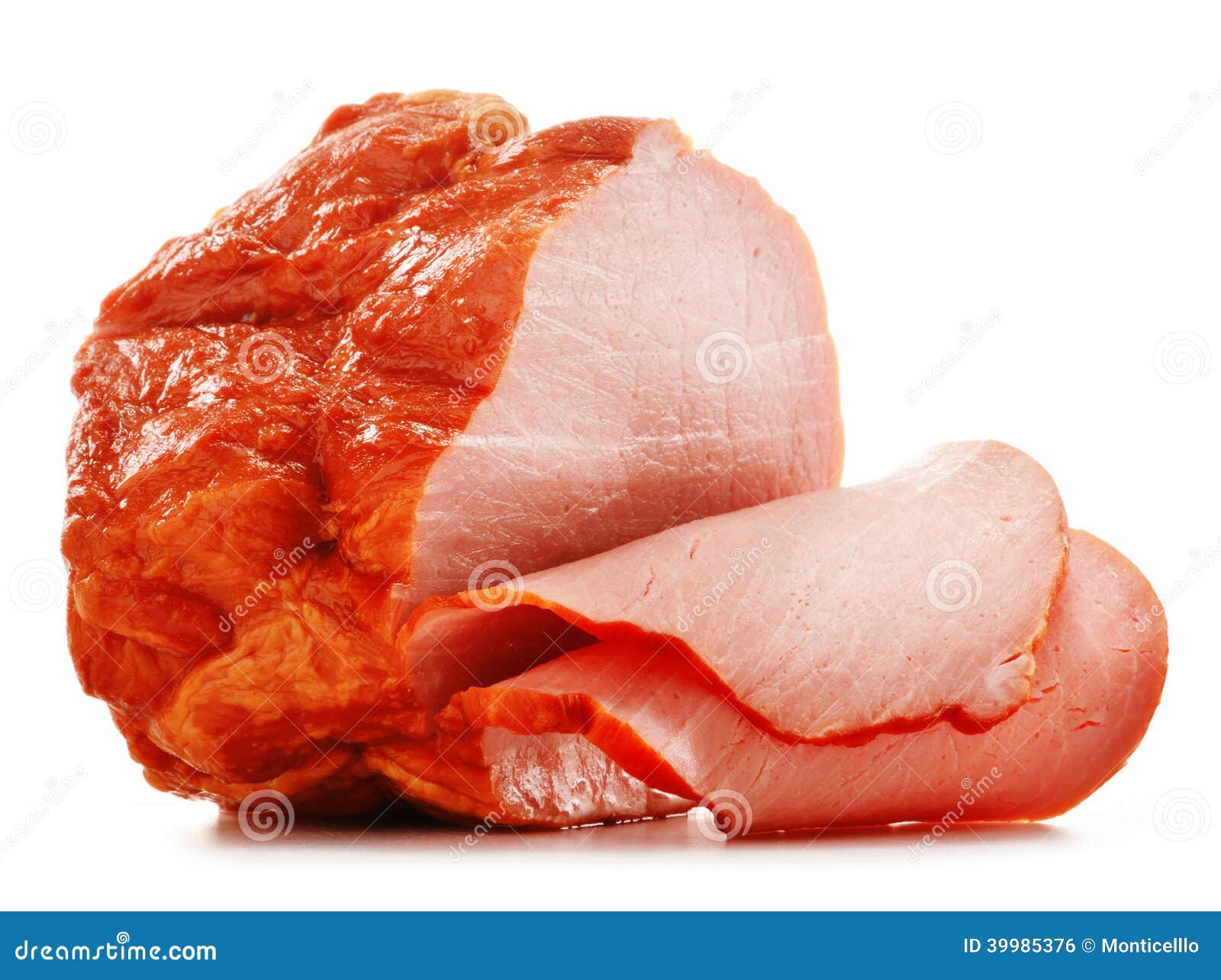 Piece of Fresh Ham on White Stock Photo - Image of traditional ...