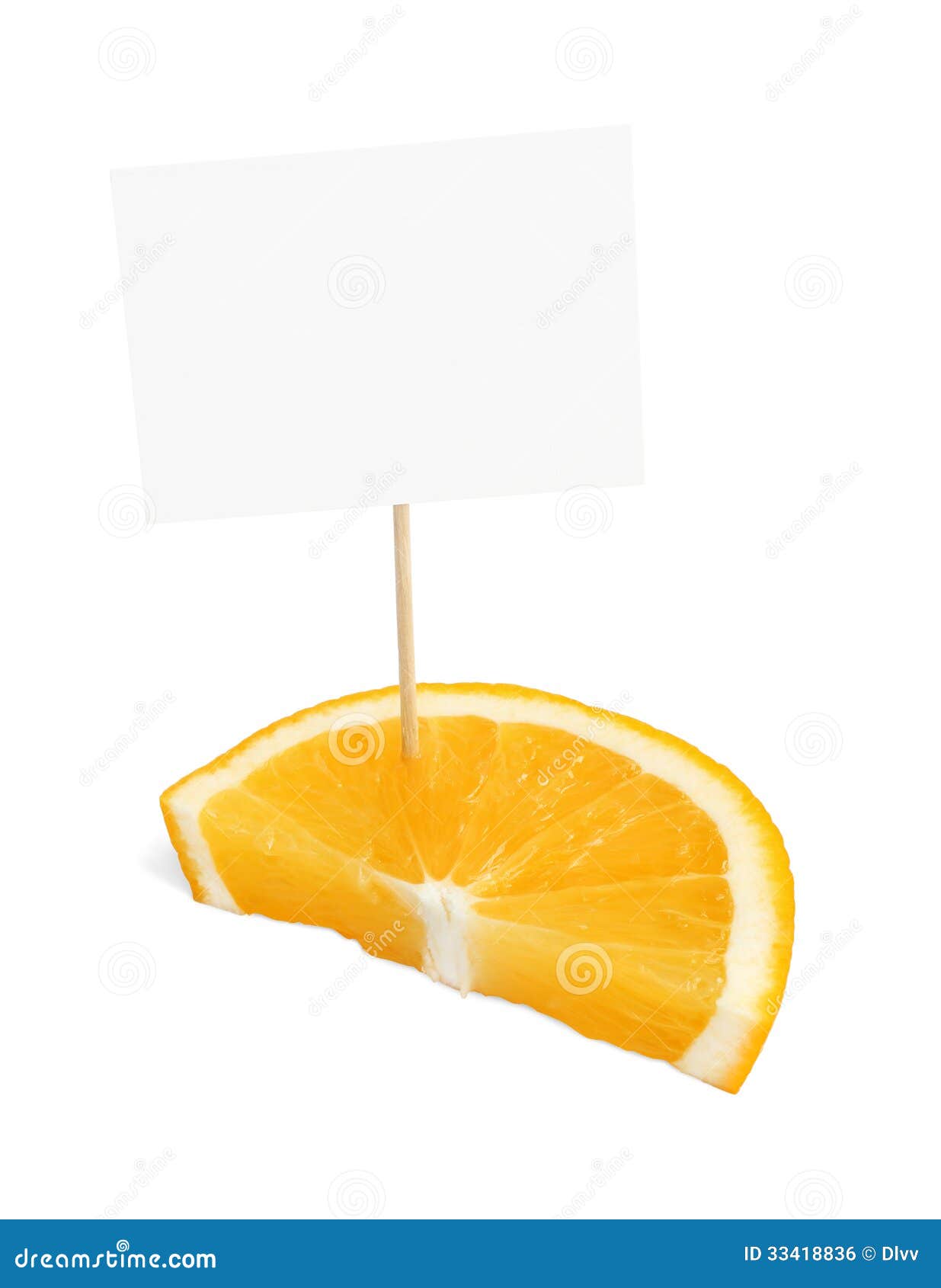Piece of a Fresh Orange with Blank Cardboard Information Tag Stock ...