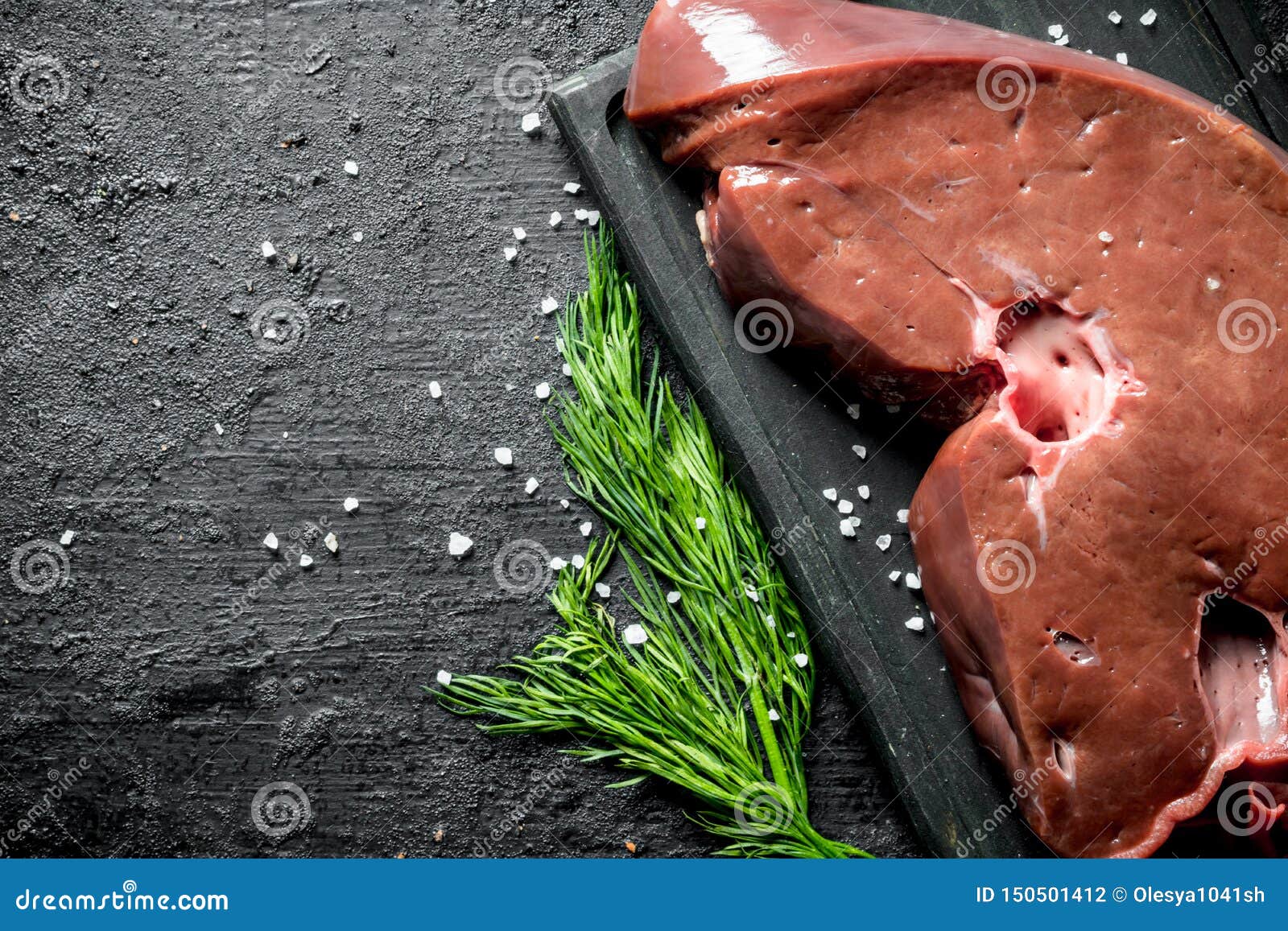 Piece of Fresh Raw Liver with Greens Stock Photo - Image of healthy ...