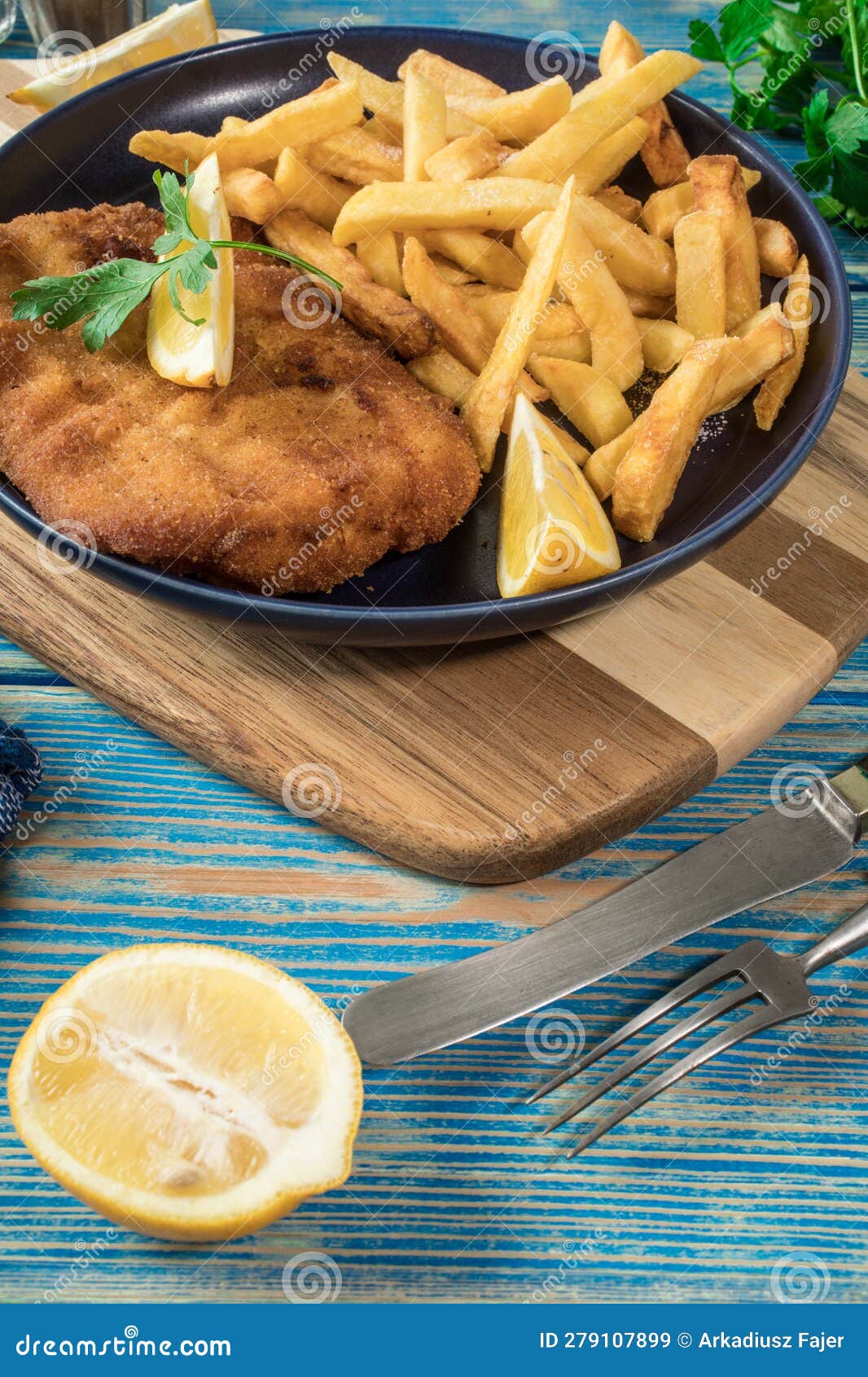 A Piece of Fried Cod with Fries Stock Image - Image of fries, english ...
