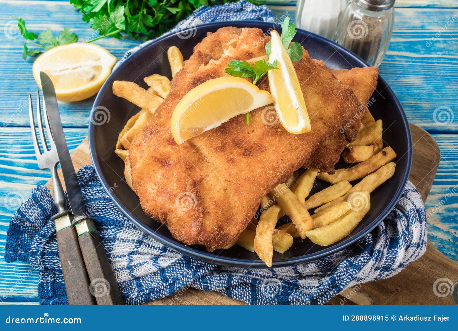 A Piece of Fried Cod with Fries Stock Image - Image of crispy, seafood ...