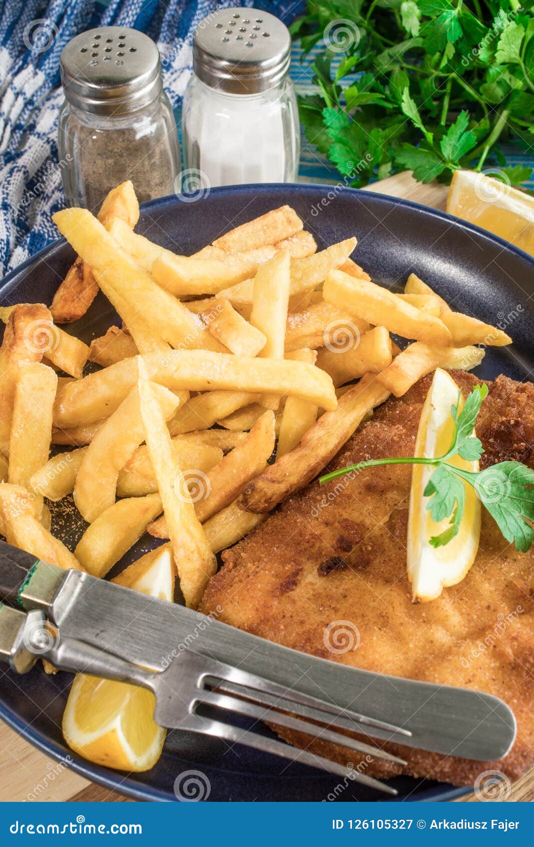 A Piece of Fried Cod with Fries. Stock Image - Image of fish, fillet ...