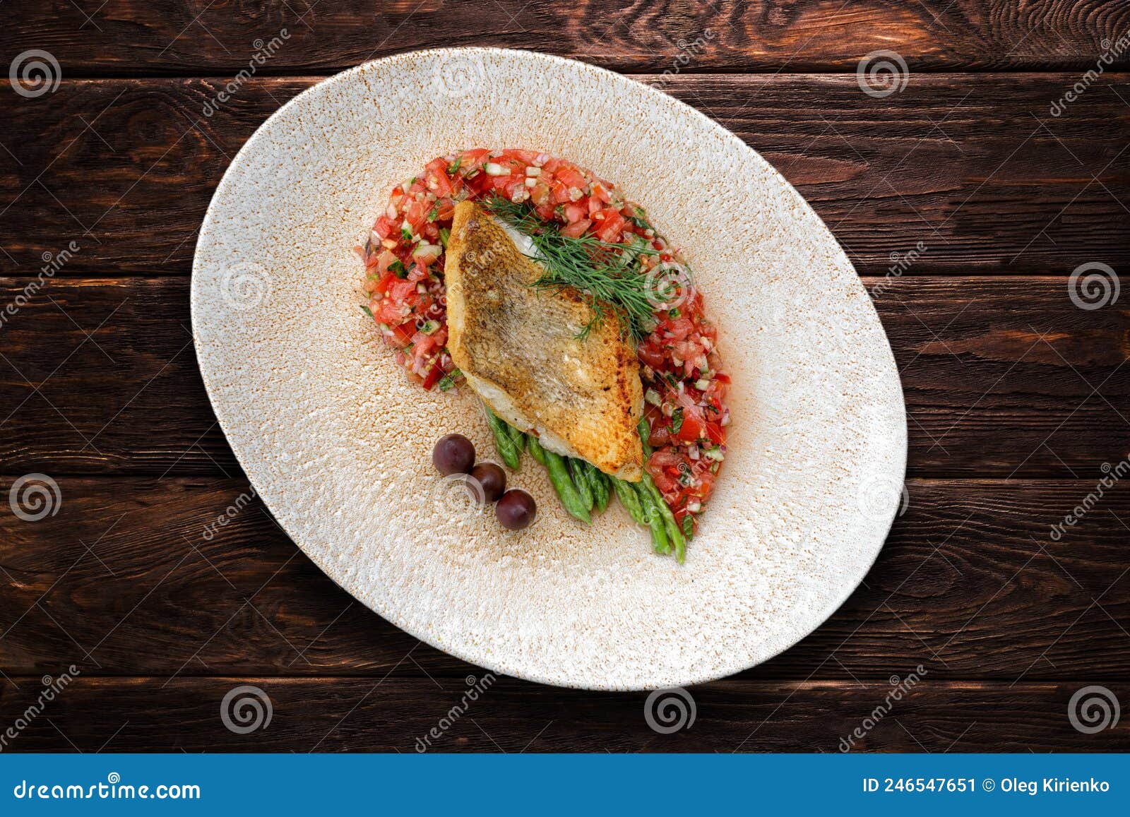 A Piece of Fried Fish Pike Perch with Vegetables Stock Image - Image of ...