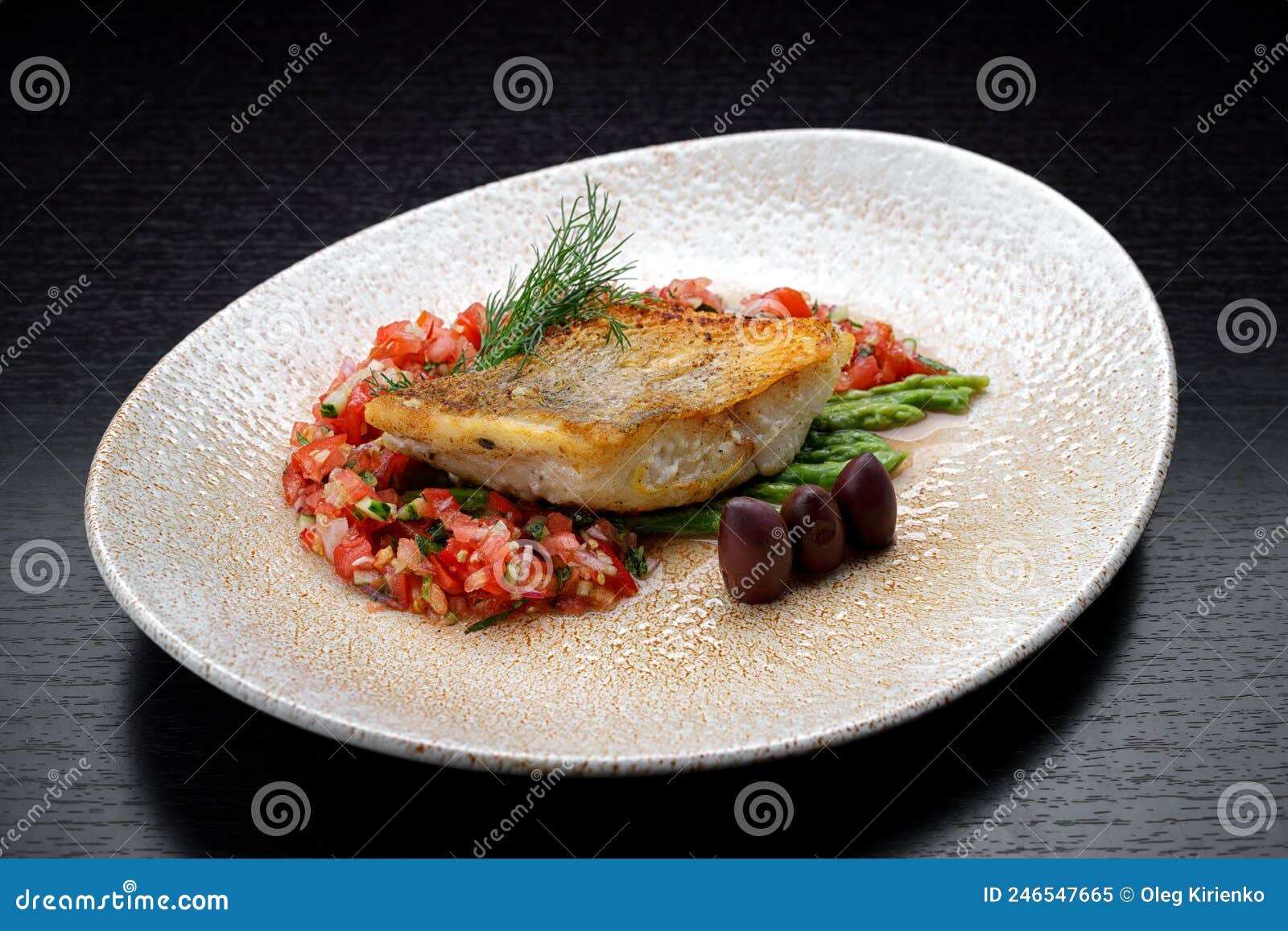 A Piece of Fried Fish Pike Perch with Vegetables Stock Image - Image of ...