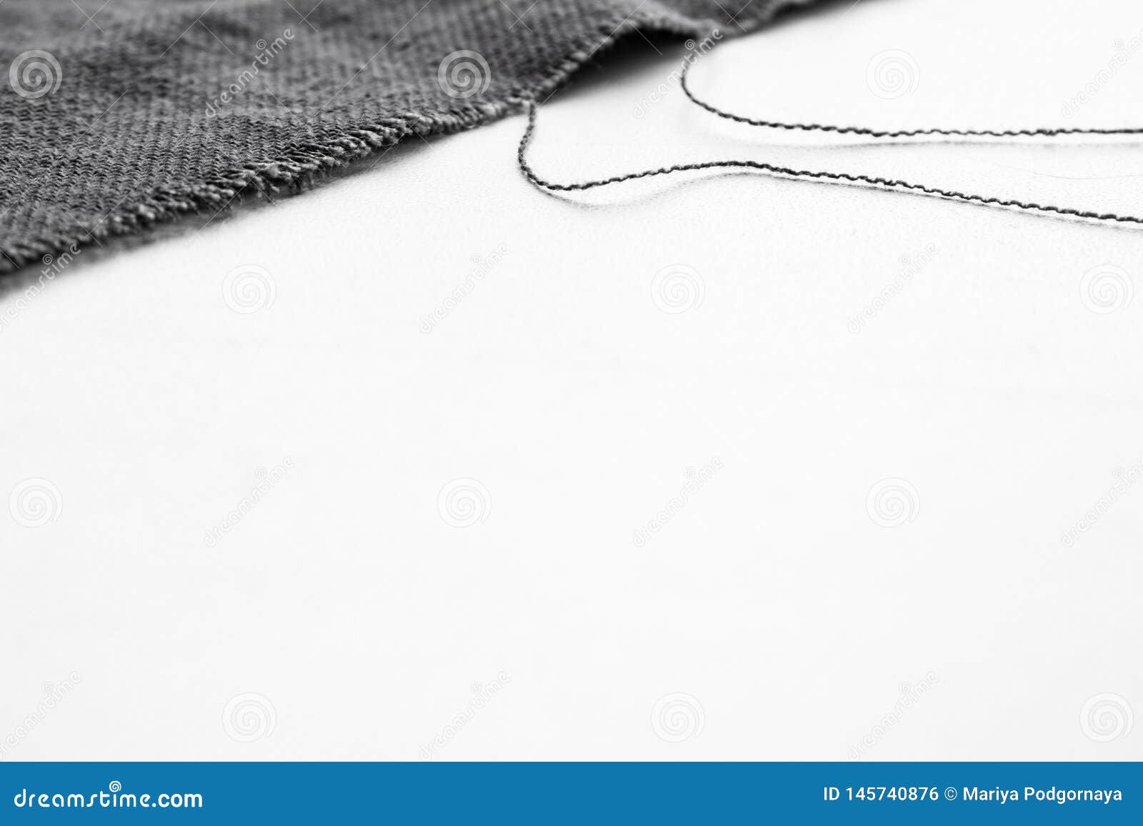 Piece of Gray Fabric with Threads on White Background Stock Photo ...