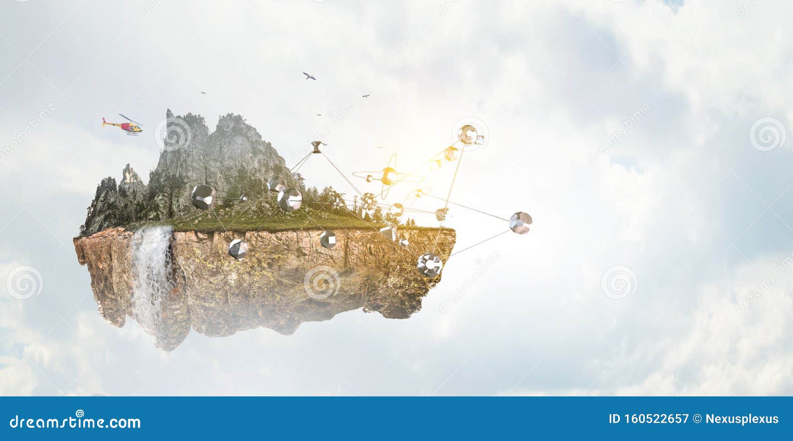 Piece of Ground Levitating in the Sky Stock Image - Image of graph ...