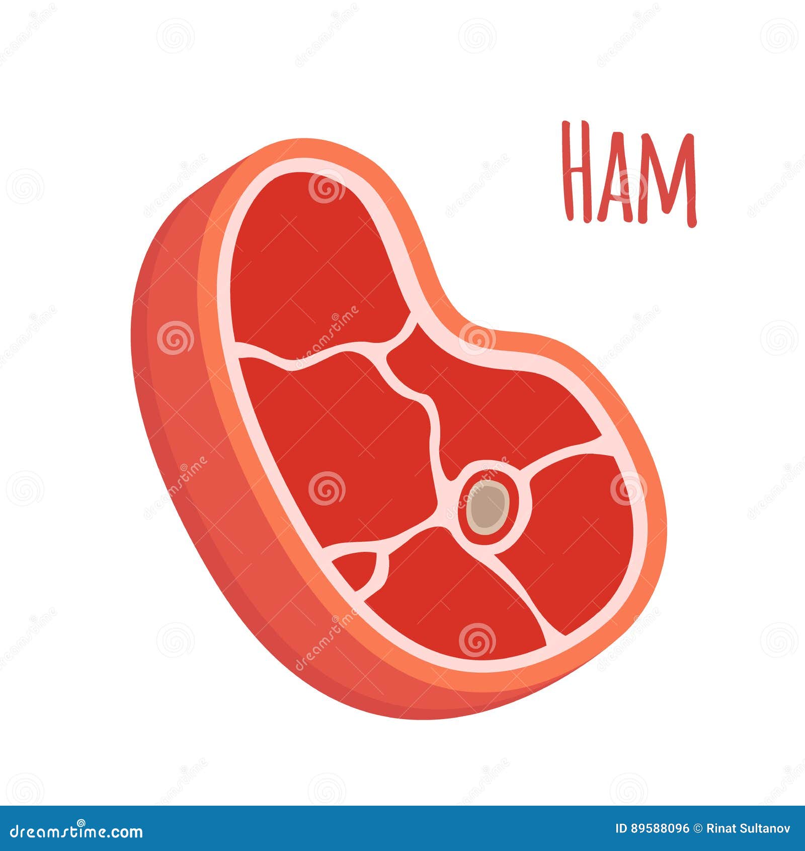 Piece of Ham, Pork, Pig Meat. Bacon Portion. Flat Style. Stock Vector ...