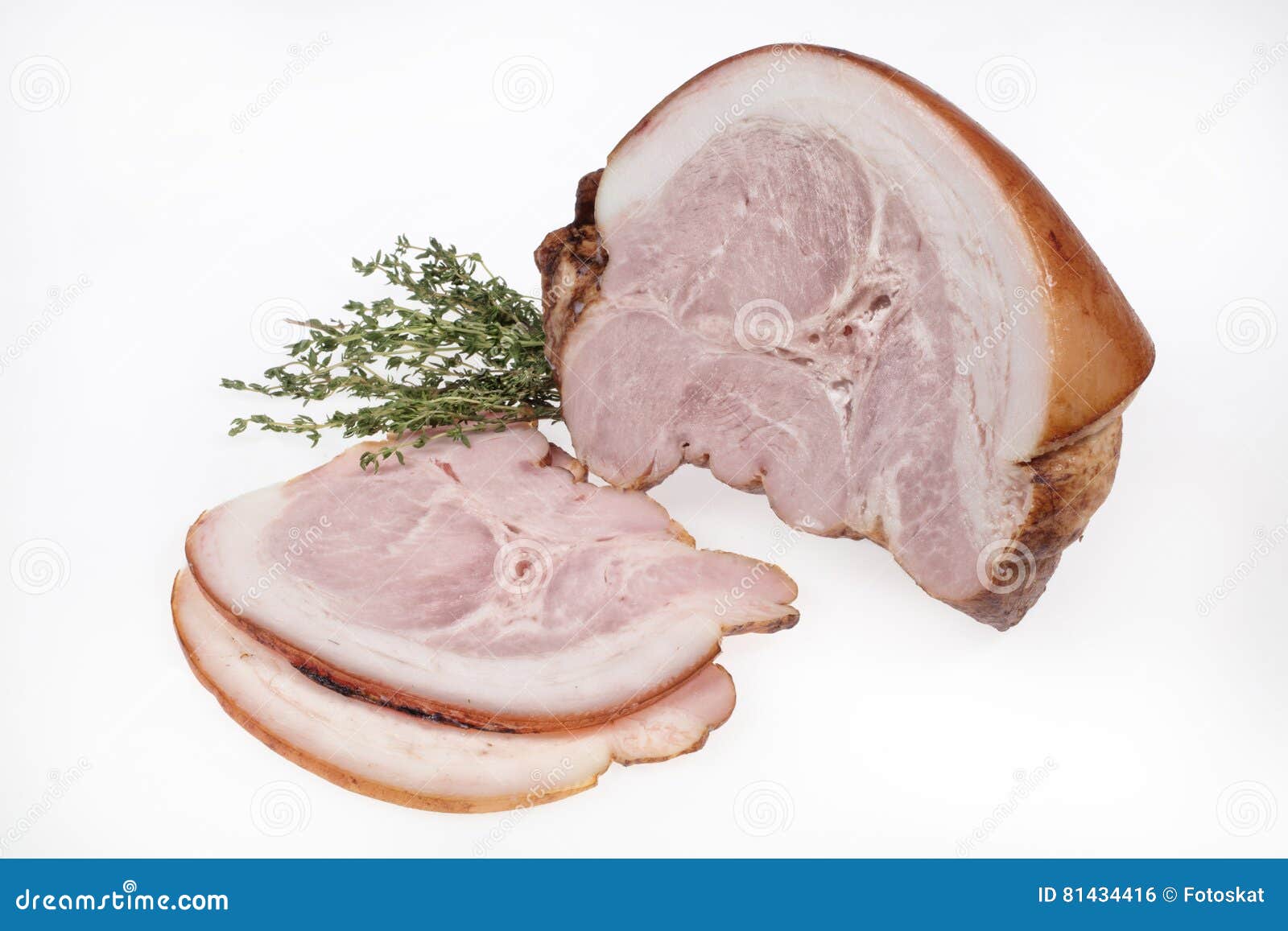 Piece of Ham on White stock photo. Image of roast, horizontal - 81434416